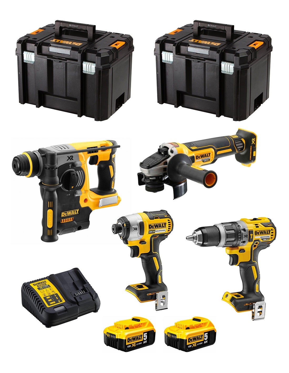 DeWALT Kit DWK400 (DCD796 DCH273 DCG405 DCF887 2 x 5,0 Ah DCB115 2 x ...