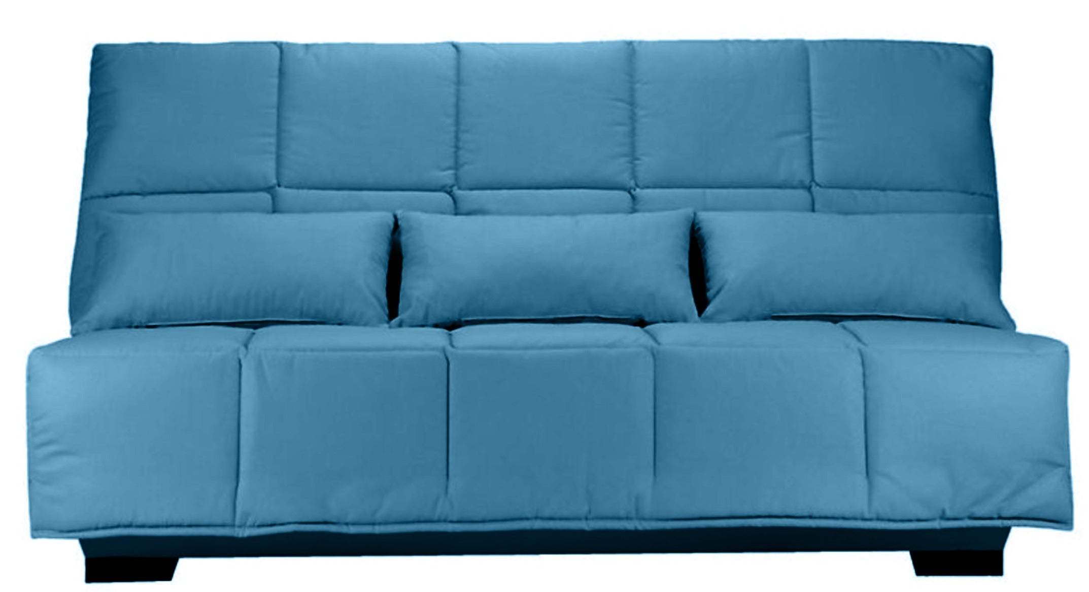 Canapé clic clac tissu avec rangement matelas Starconfort 15cm Lina 193cm-Couleur Bleu canard ...