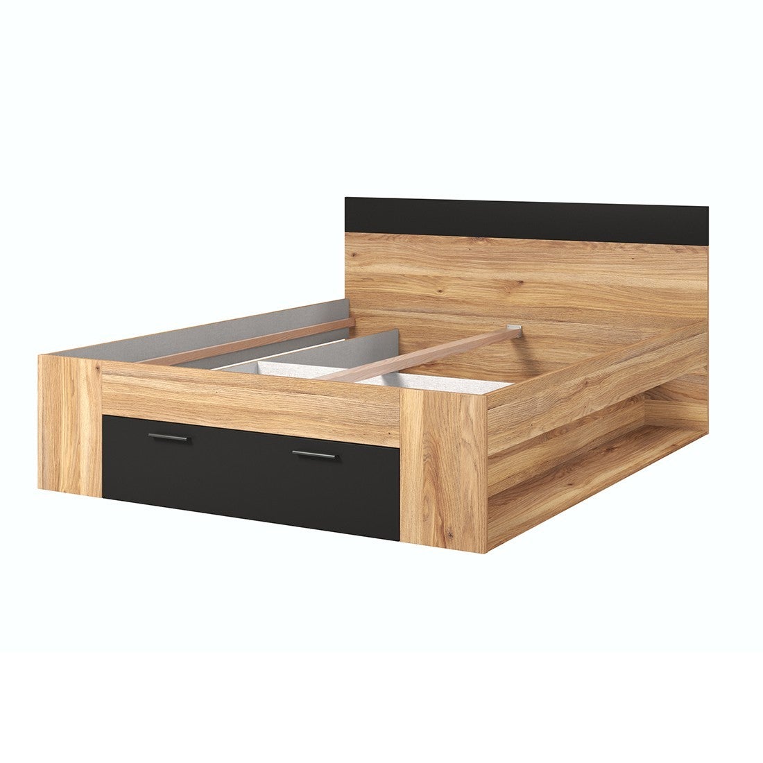 Cama adulto 180x200 con cajones integrados - Colección EOS. Color roble ...