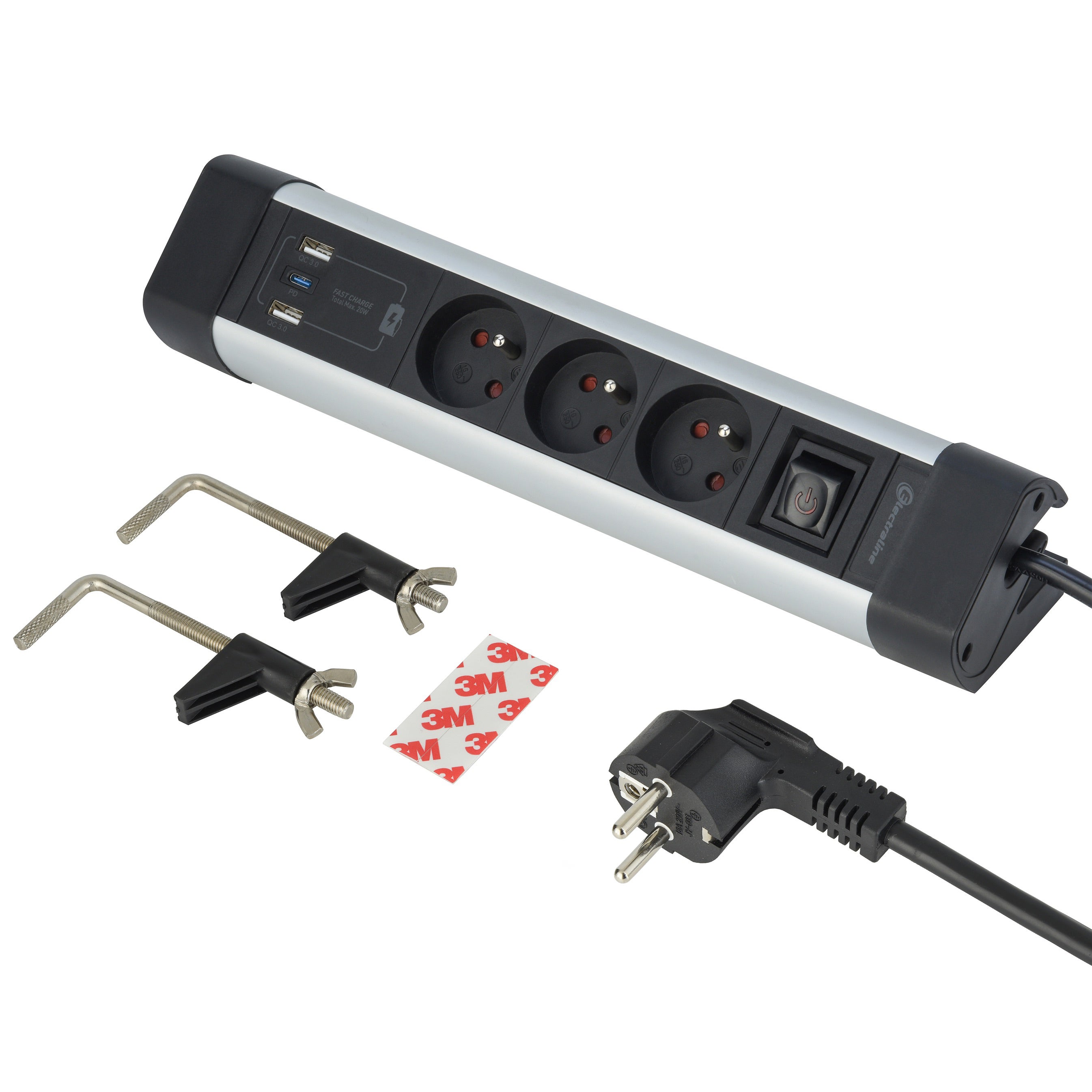 Electraline 35460 Bloc Multiprise pour Bureaux 3 Prises + 2 USB-A QC ...