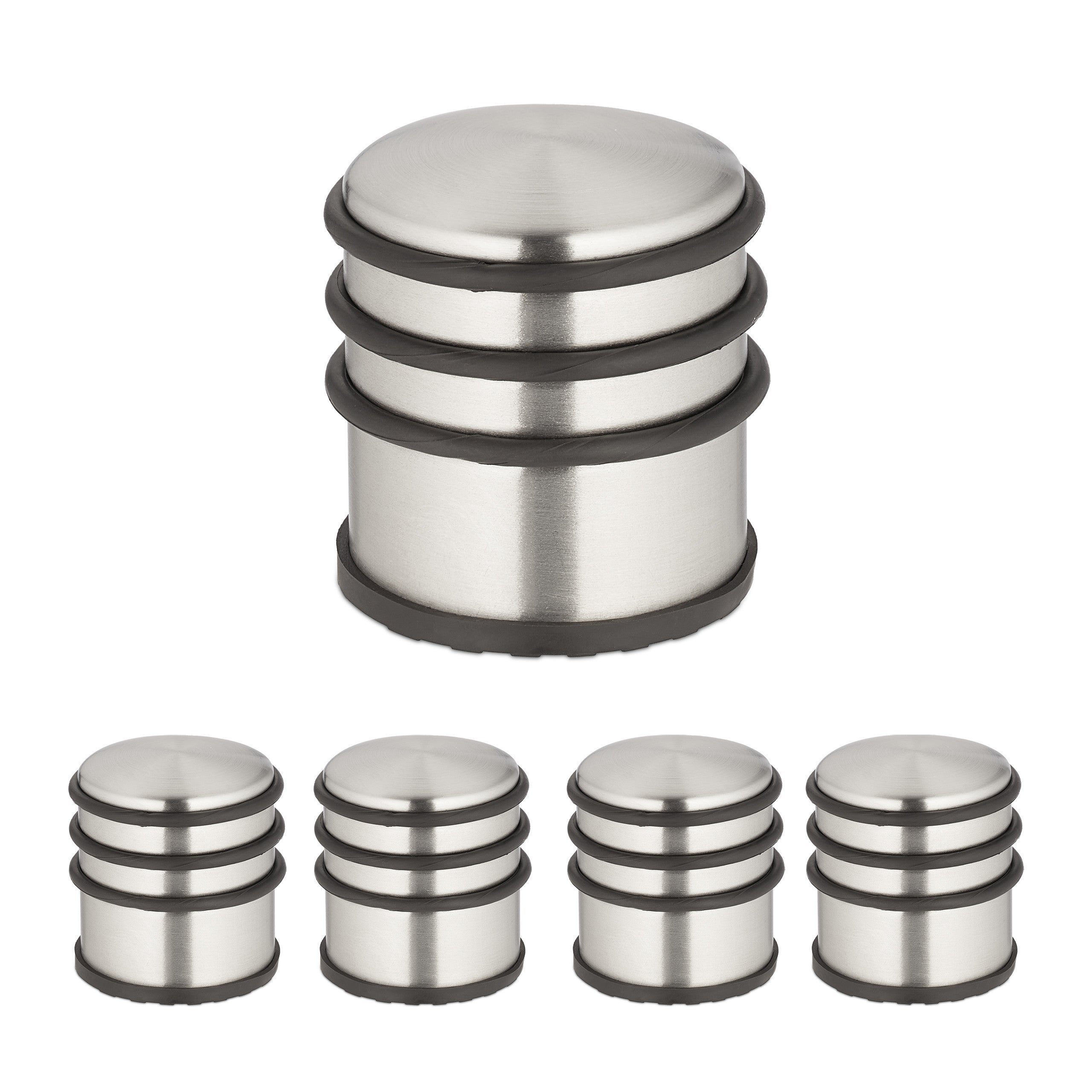 Relaxdays Butoir porte en lot 5, acier inoxydable, antidérapant, haut ...