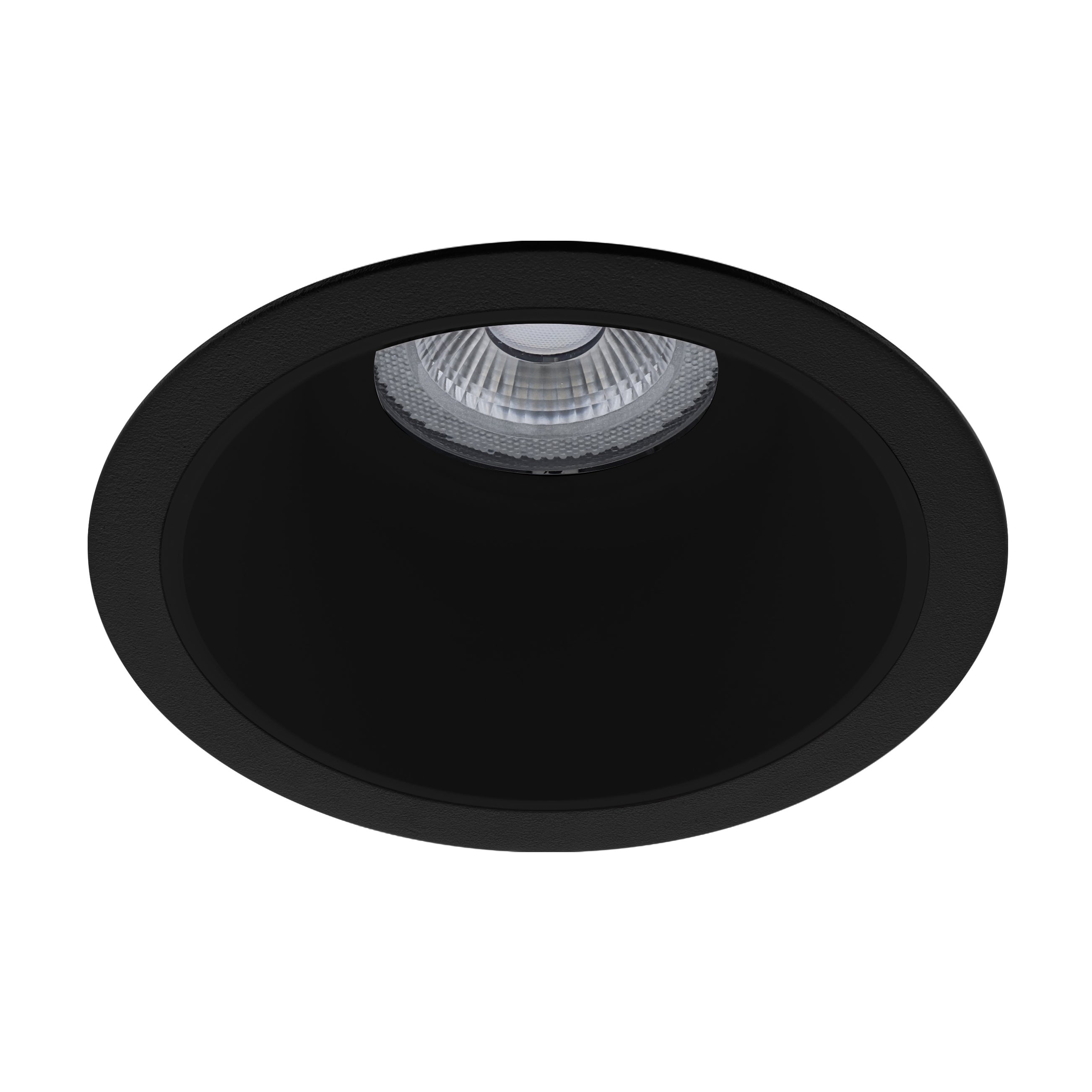 Downlight encastré rond fixe réflecteur basse luminance 3000K Noir mat ...