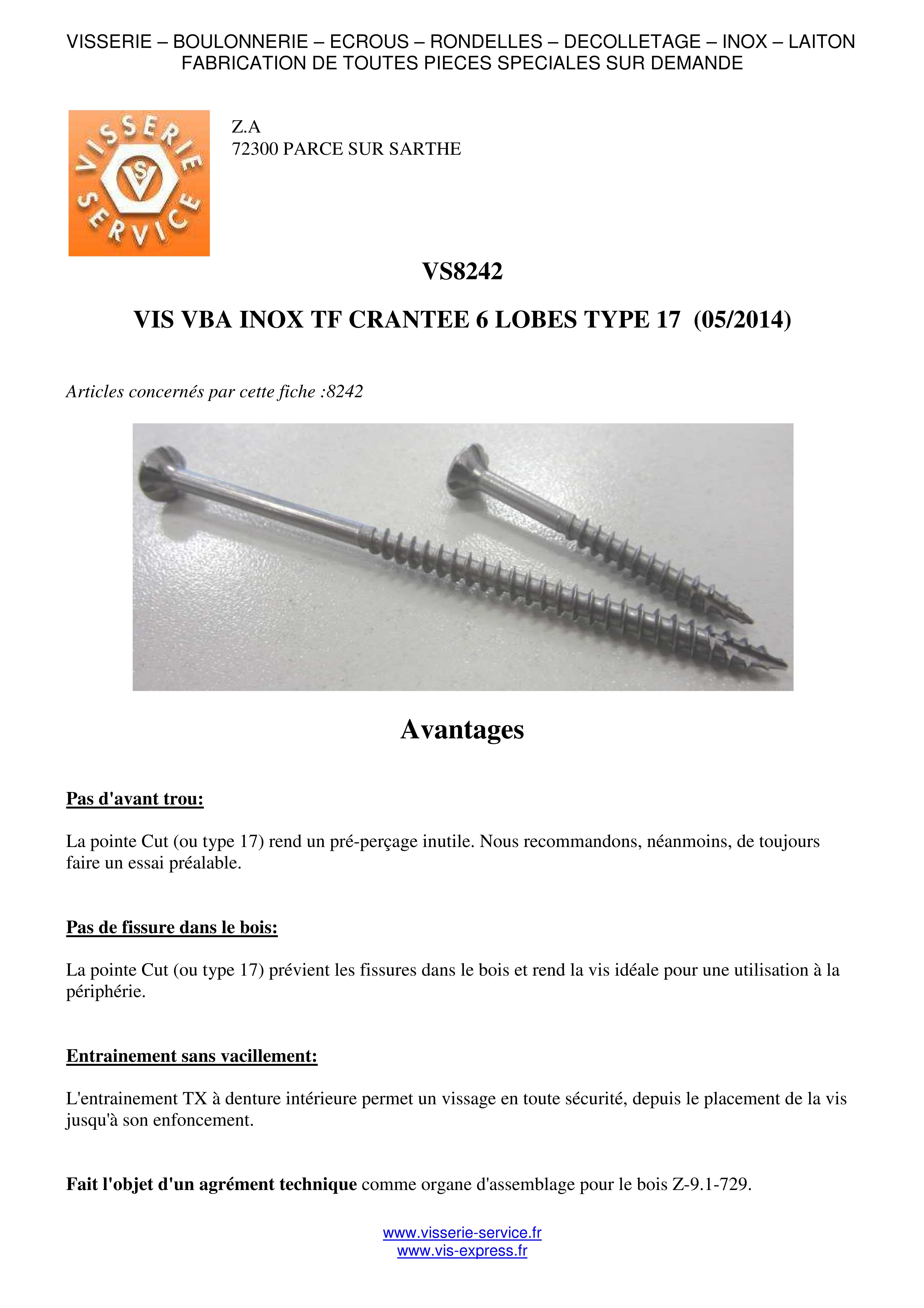 Vis Charpente Tête hexagonale TH Pointe antifendage cut type 17 TORX ...