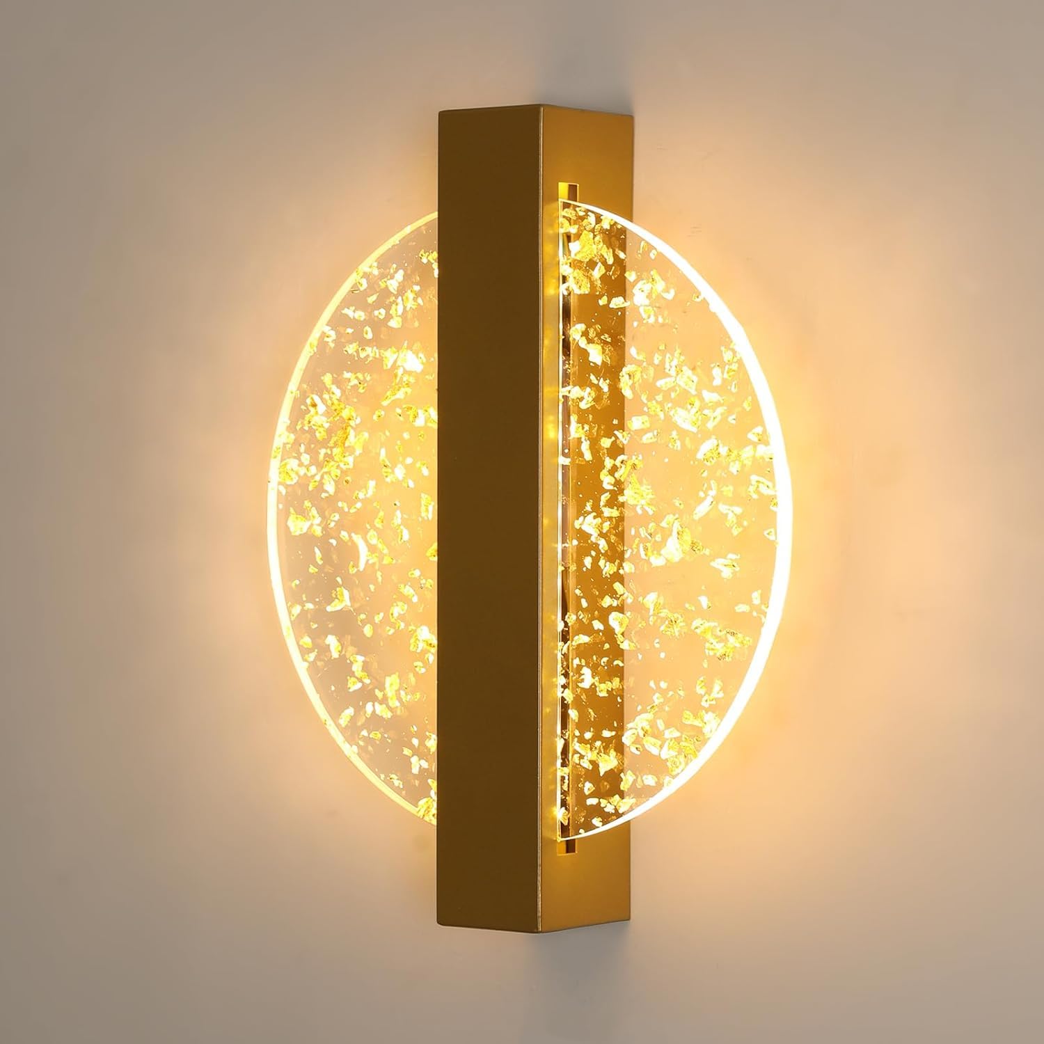 Aplique de Pared Interior LED, 12W 1150LM Lámpara de Pared Dorada ...