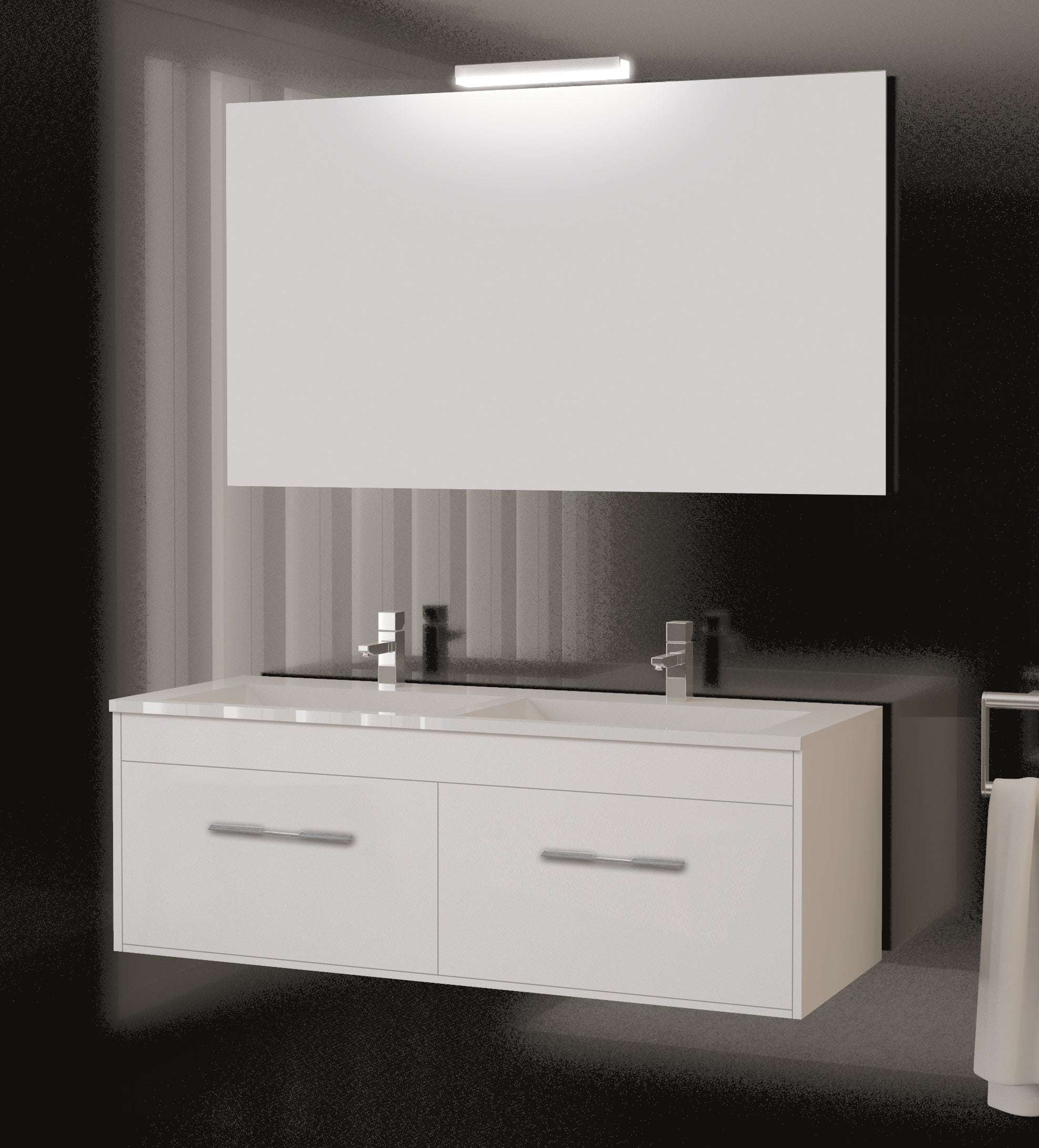 MUEBLE DE BAÑO NAPOLES 120 SUSPENDIDO 2C BLANCO LACADO CON LAVABO 2 ...