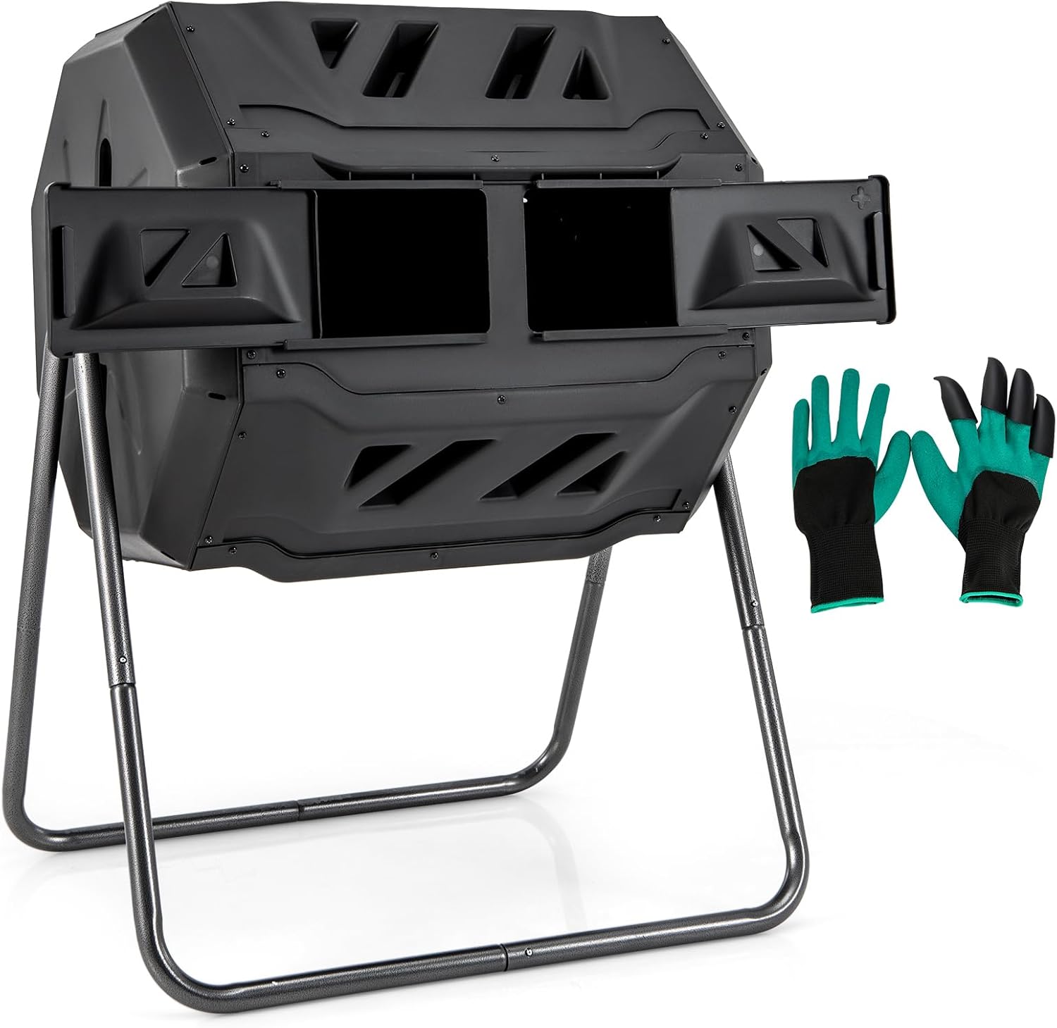 Composteur de Jardin, Bac à Compostage à Double Chambre de 160 L avec 2 ...