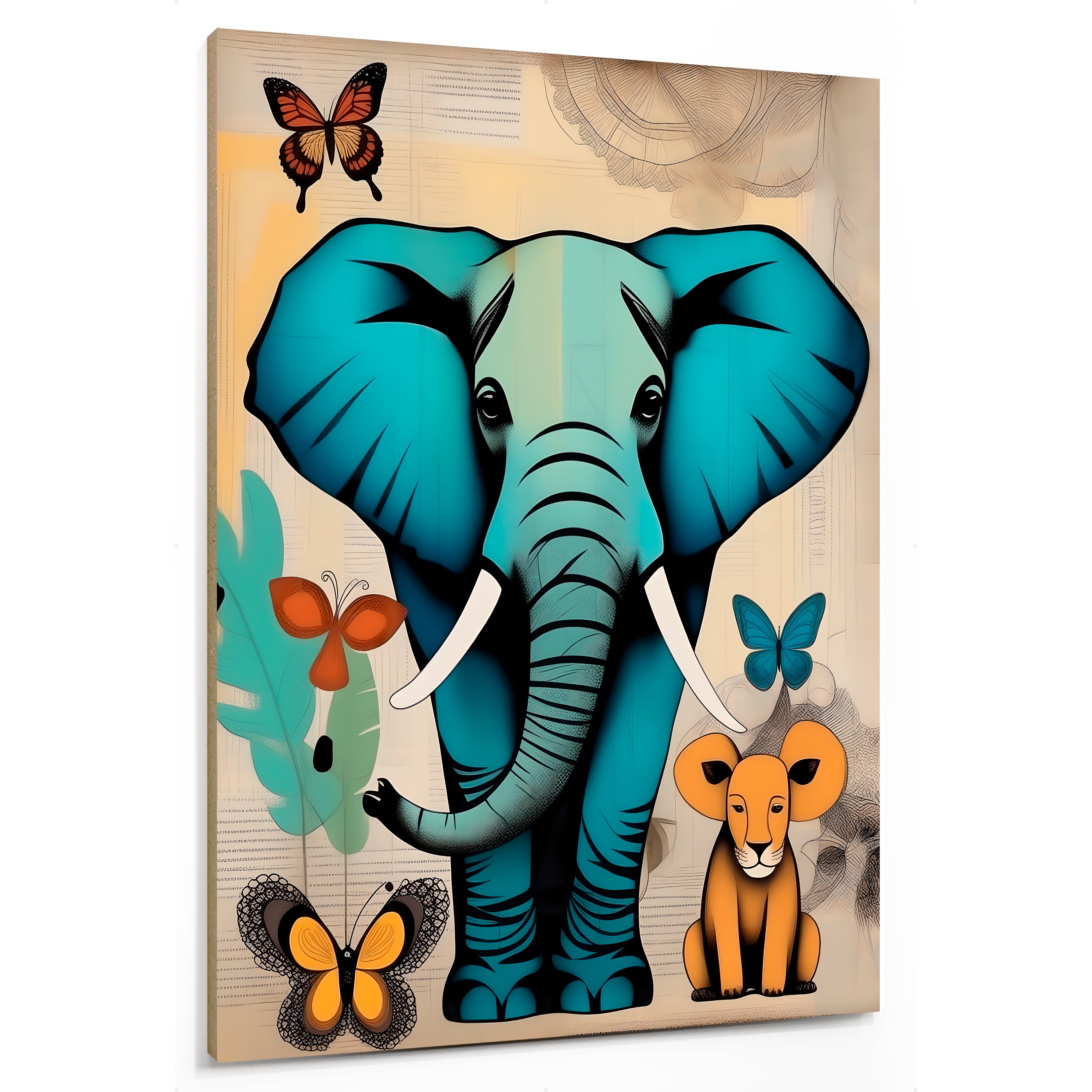 Tableau déco Amusant Doux Animaux et Papillons - 18x24 cm | Leroy Merlin