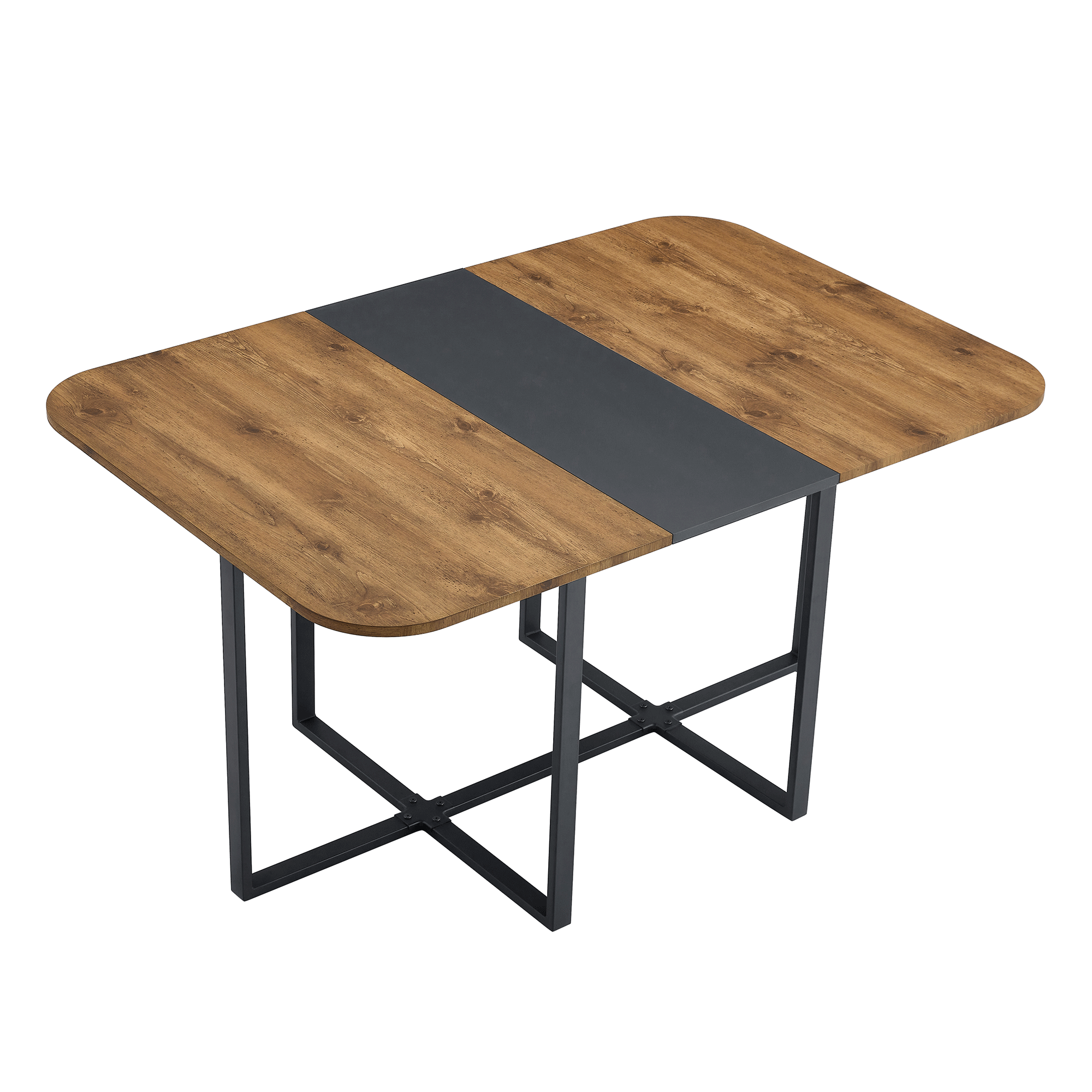 Table de Salle à Manger Extensible Moderne – Motif Bois Rayé Noir ...