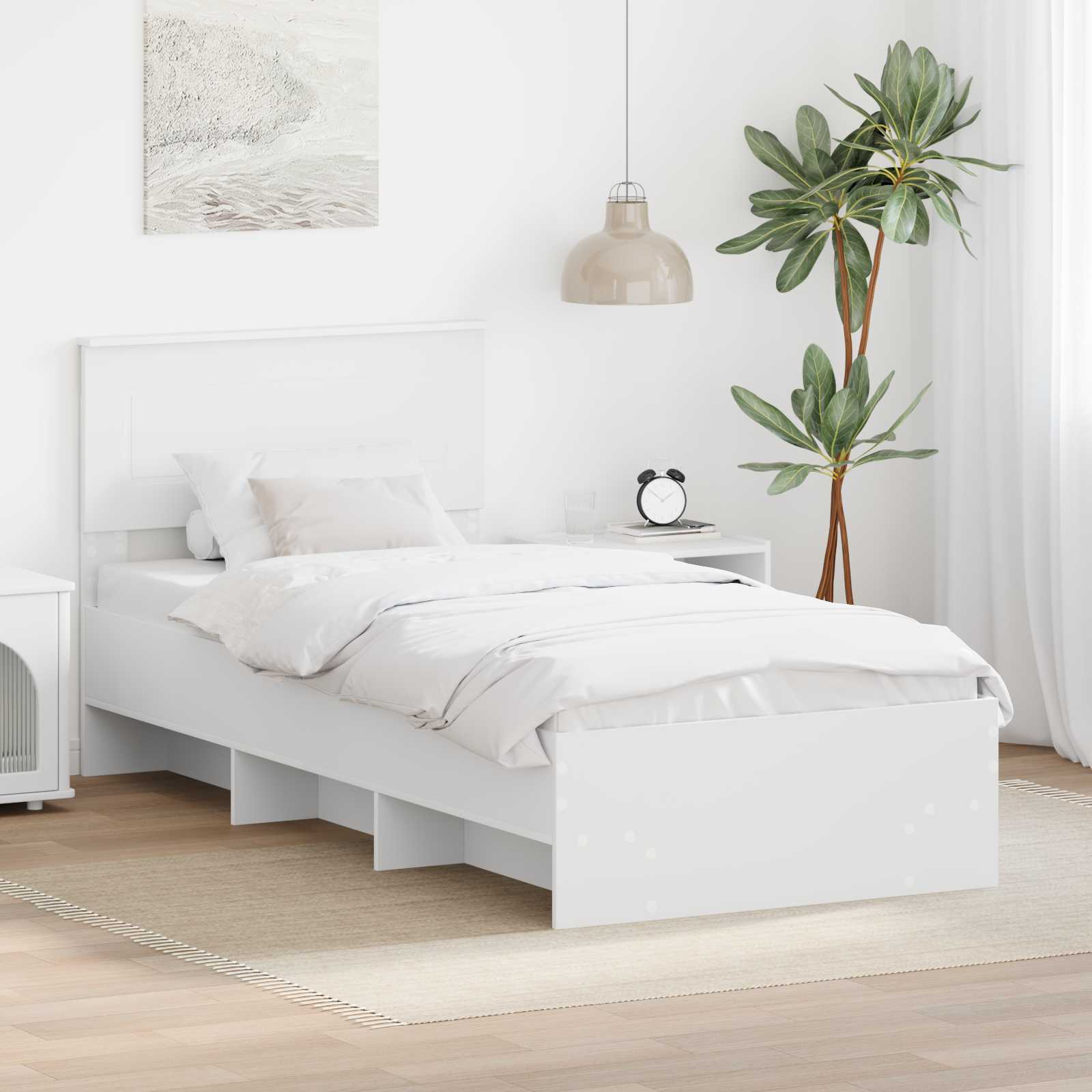 Cadre de lit Blanc 120 x 123 cm Bois d'ingénierie | Leroy Merlin