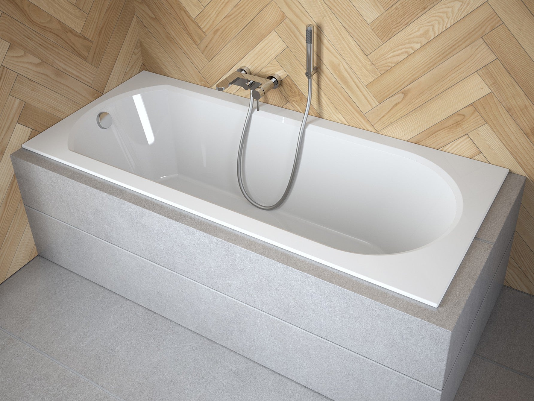 Baignoire rectangulaire 150x75 INTRICA SLIM acrylique blanc + Habillage ...