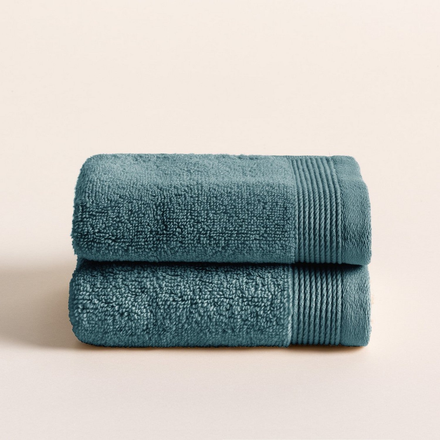 Juego de 2 Toallas de Tocador Harmony Azul Petróleo - 30x50 - 100% Algodón Zero Twist - 600 g/m² ...