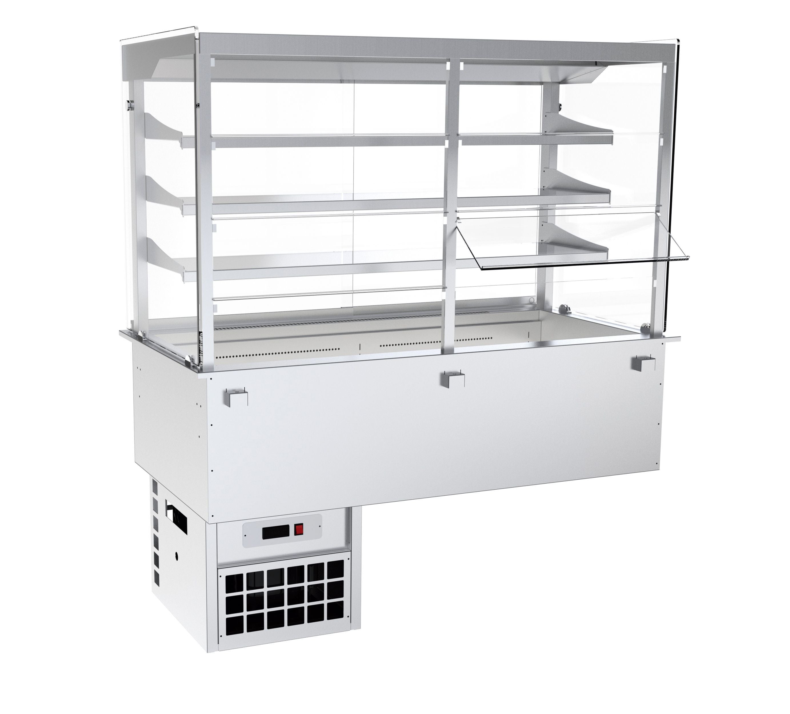 Vitrine Inox Réfrigérée Centrale Droite avec Portes Battantes, Cuve ...