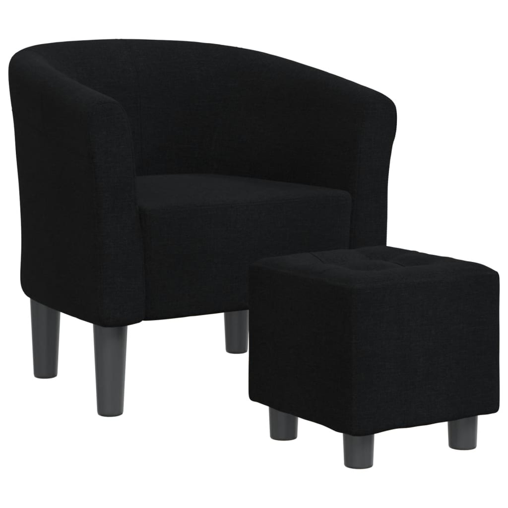 Chaise de salon | Chaise cabriolet avec repose-pied noir tissu ...