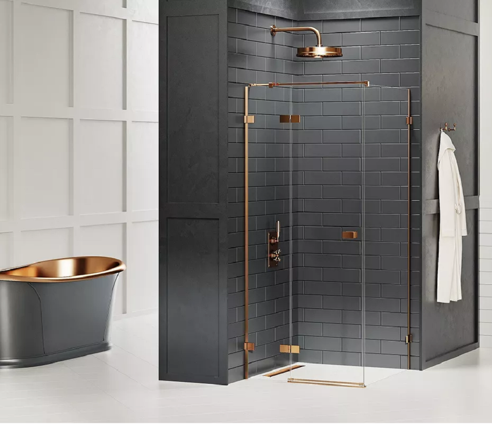Cabine de douche cuivre brossé 110x70cm,pivotante gauche TAHITI COPPER ...