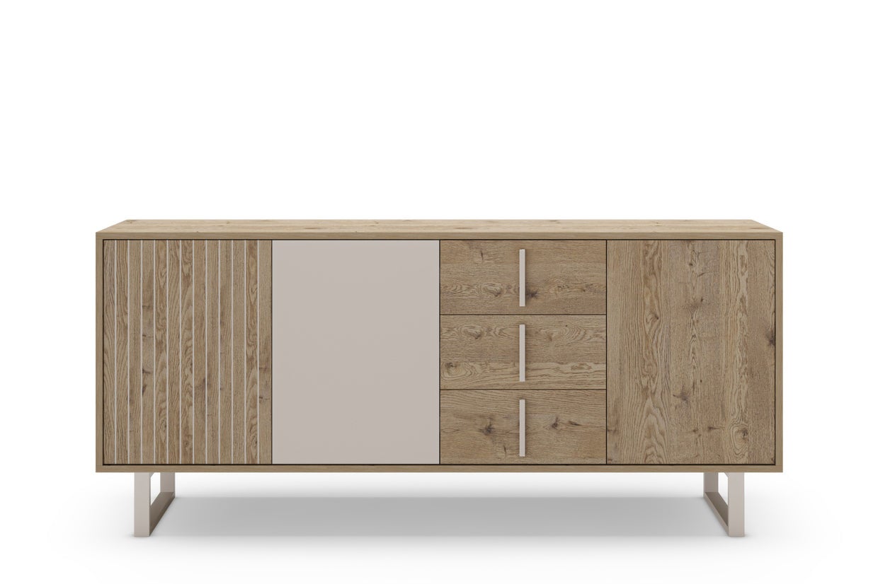 MINELA - Buffet 3 portes 180cm -en mélamine - Chêne clair | Leroy Merlin