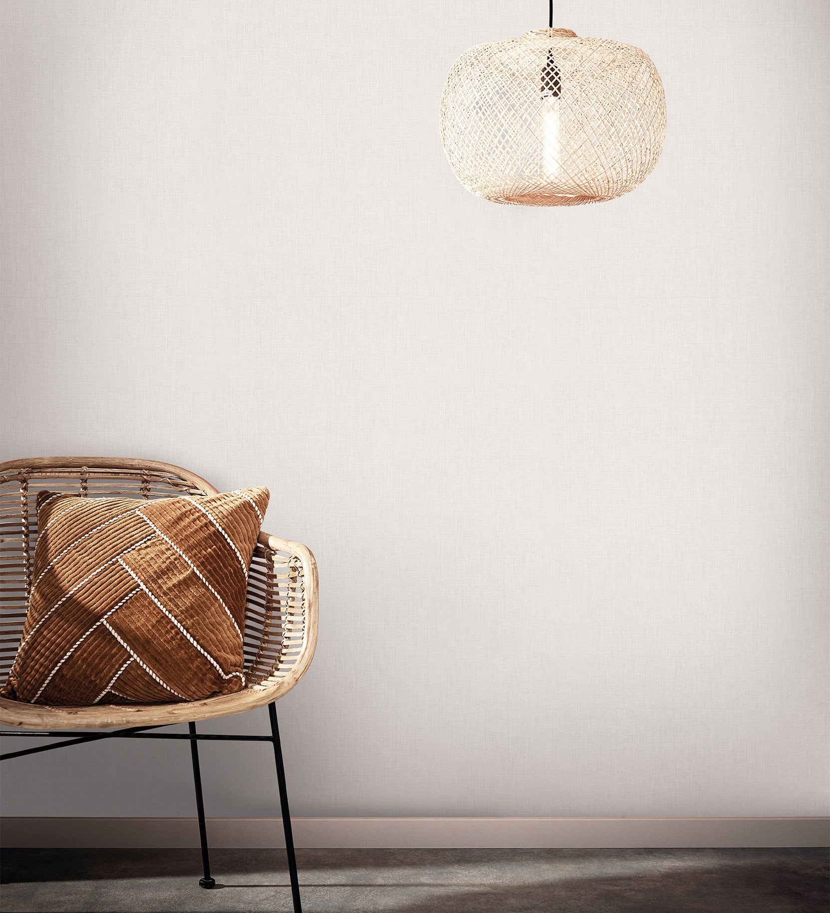 Papel pintado efecto textil beige claro con textura en relieve - Renzo ...