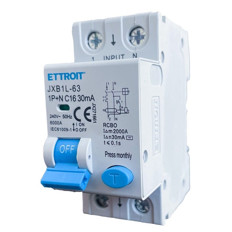 INTERRUPTEUR MAGNÉTOTHERMIQUE DIFFÉRENTIEL 1P+N - 16A | Leroy Merlin