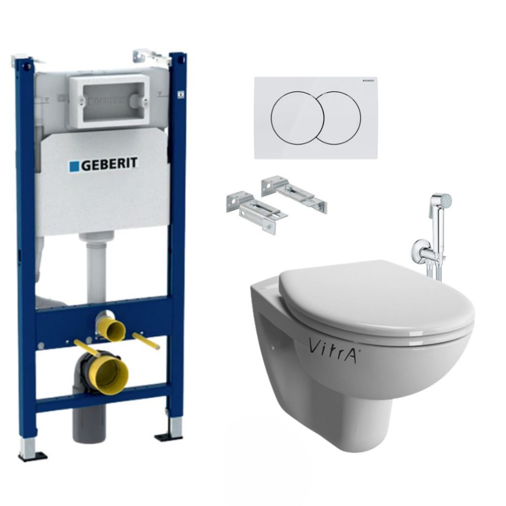 Pack WC Bati support Geberit + WC sans bride Lucco Avva + Abattant ...