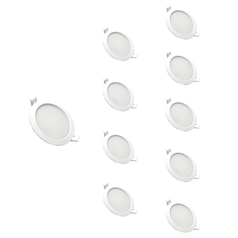 Spot LED Encastrable Rond BLANC 10W Ø115mm (Pack de 10) - Blanc Chaud ...