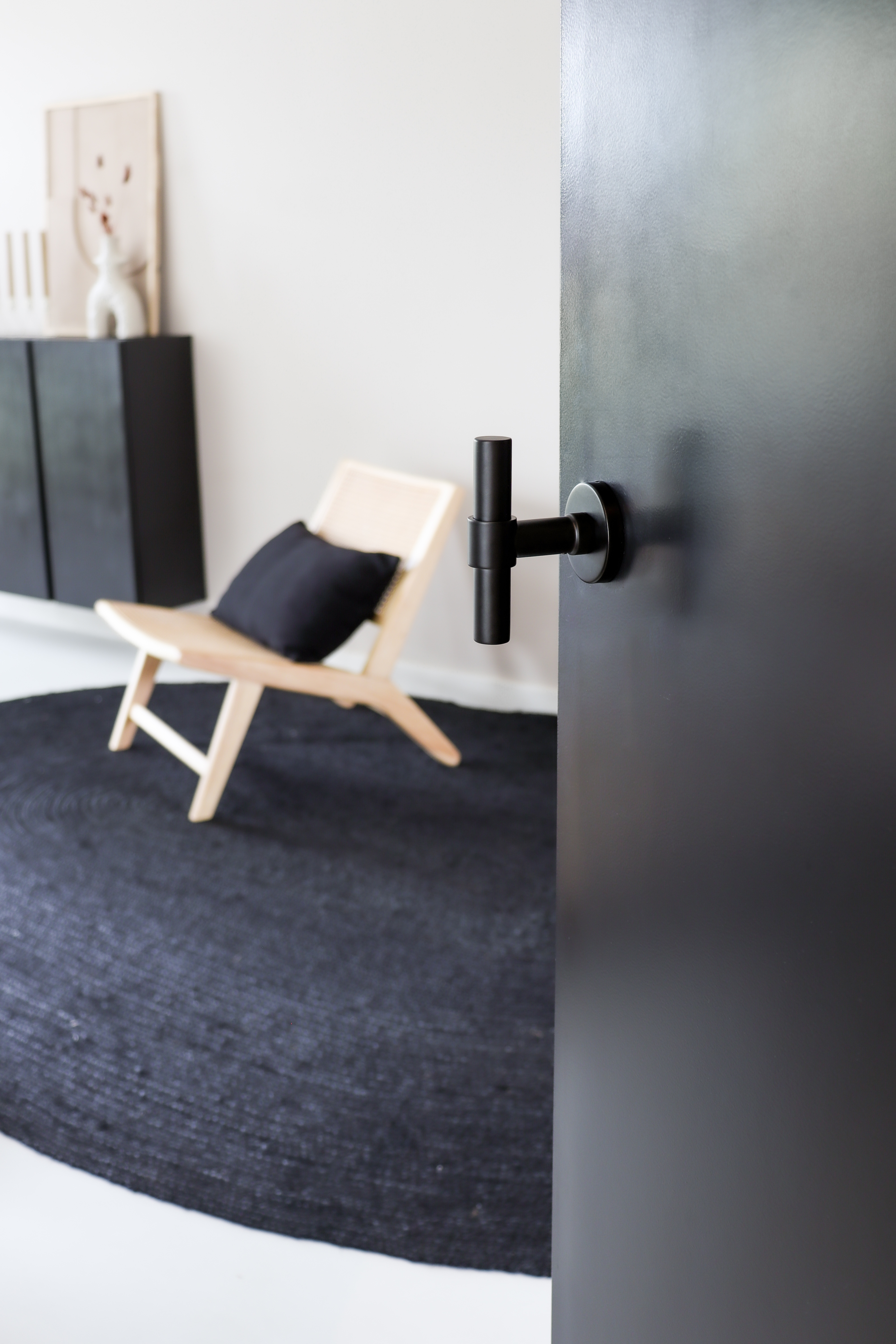 Wovar Poignée de porte Lavuzo Pesaro Noire avec rosace ronde - Par set ...