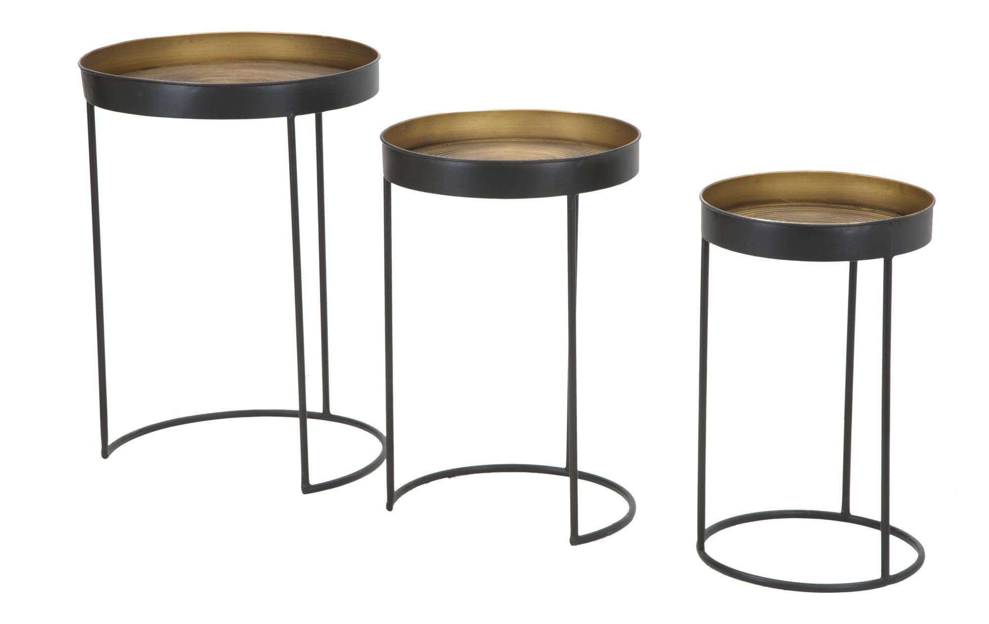 Set de 3 Tables Basses, Fer, Couleur Noir, Dimensions : 43 x 43 x 60 cm ...