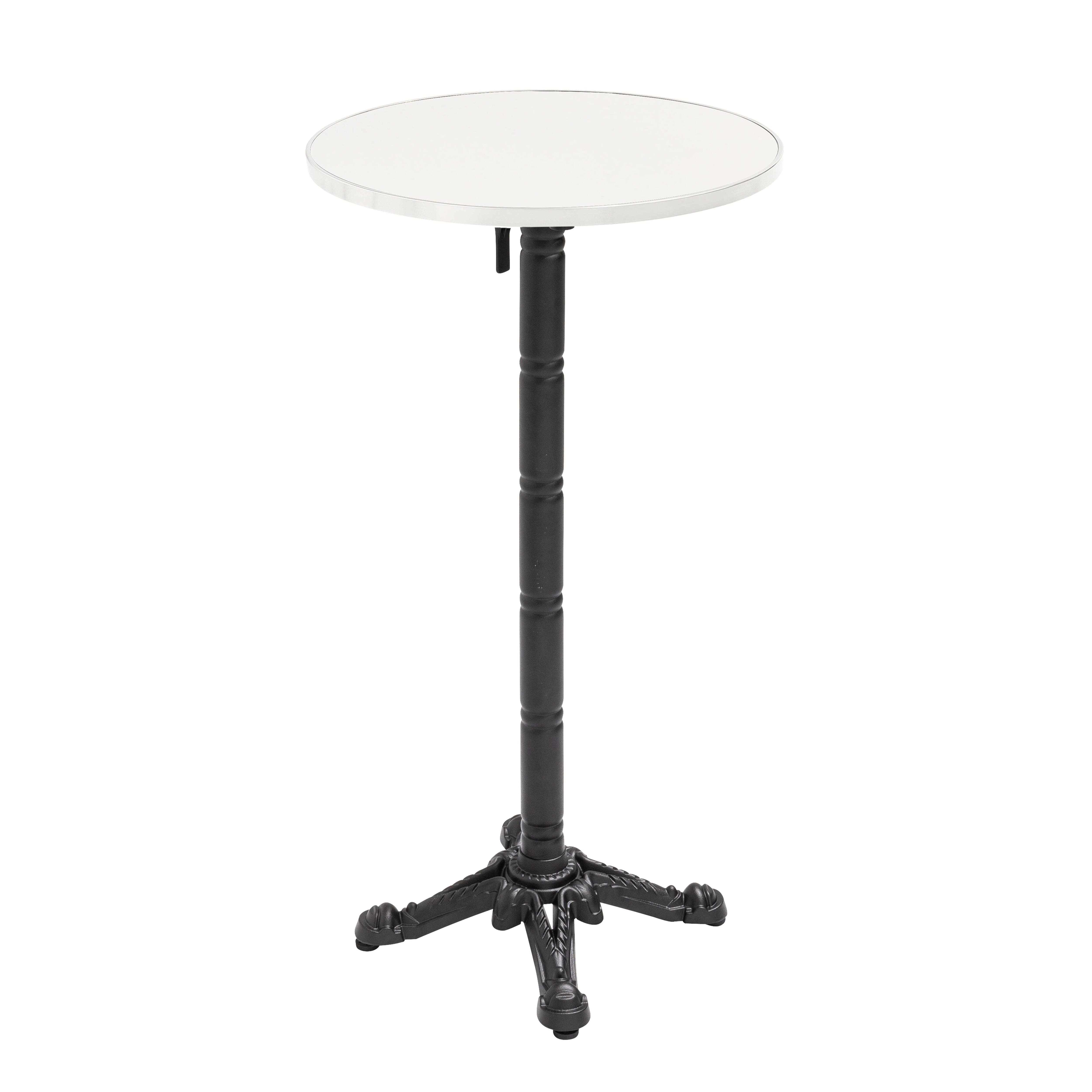 Table haute ronde 60 cm inclinable plateau blanc/argent et pied noir ...