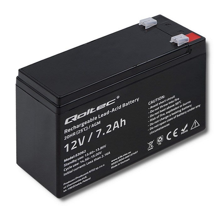 Batterie Qoltec 53062 AGM | 12 V | 7,2 Ah | maximum 108A | Leroy Merlin