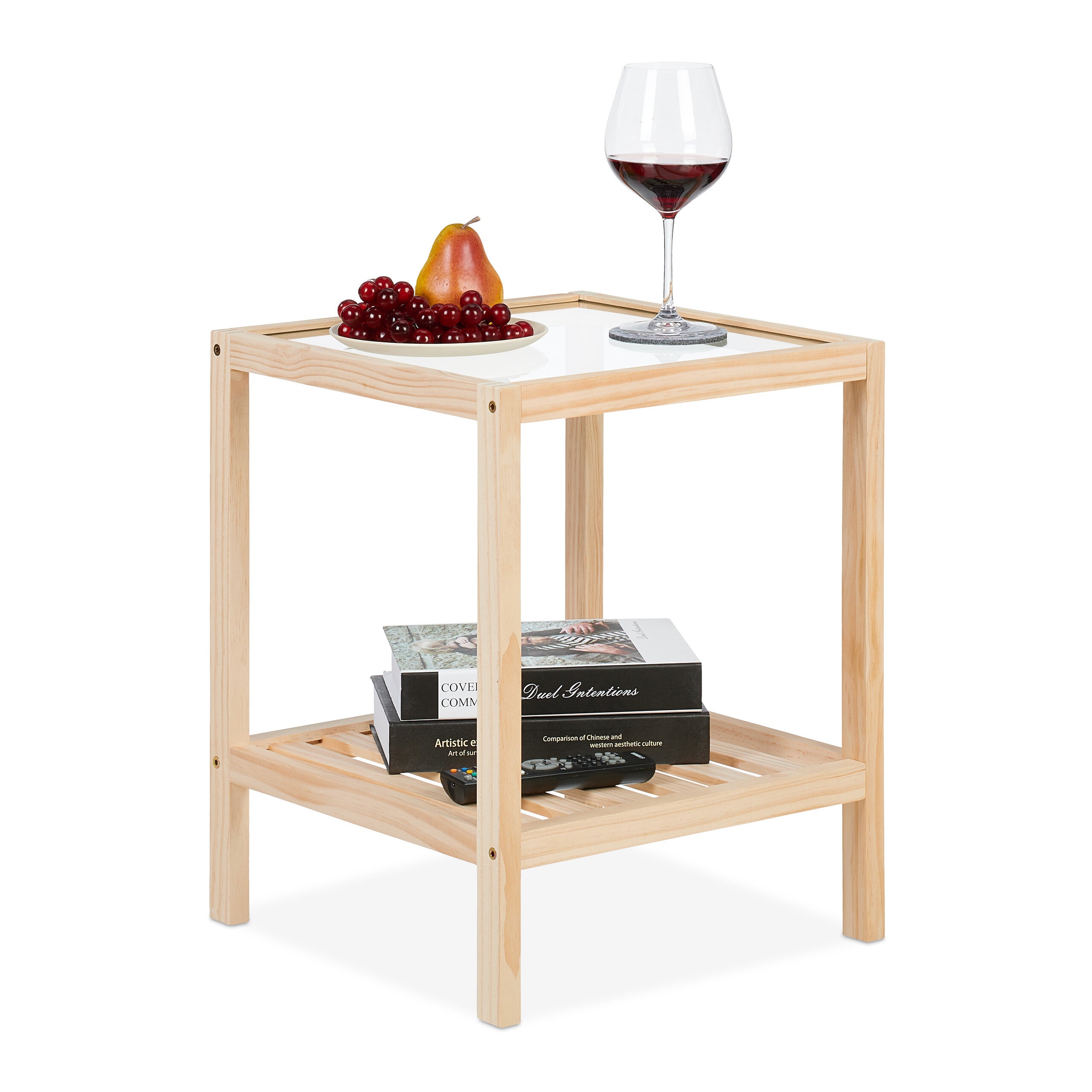Relaxdays Tavolino da Salotto in Legno, 50 x 40 x 40 cm, Ripiano in ...
