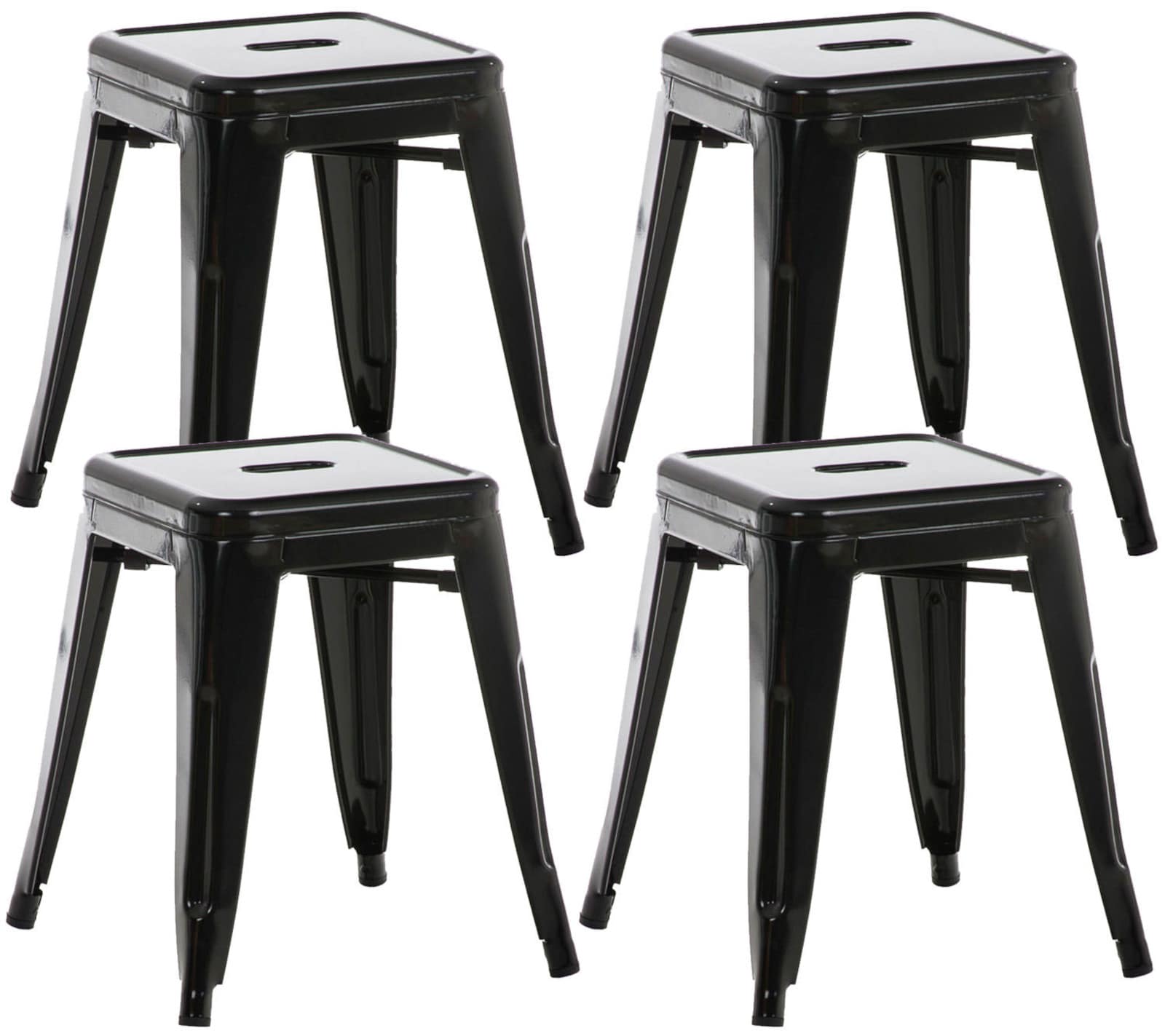 Lot de 4 tabourets bas au style industriel Armin en métal Noir | Leroy ...