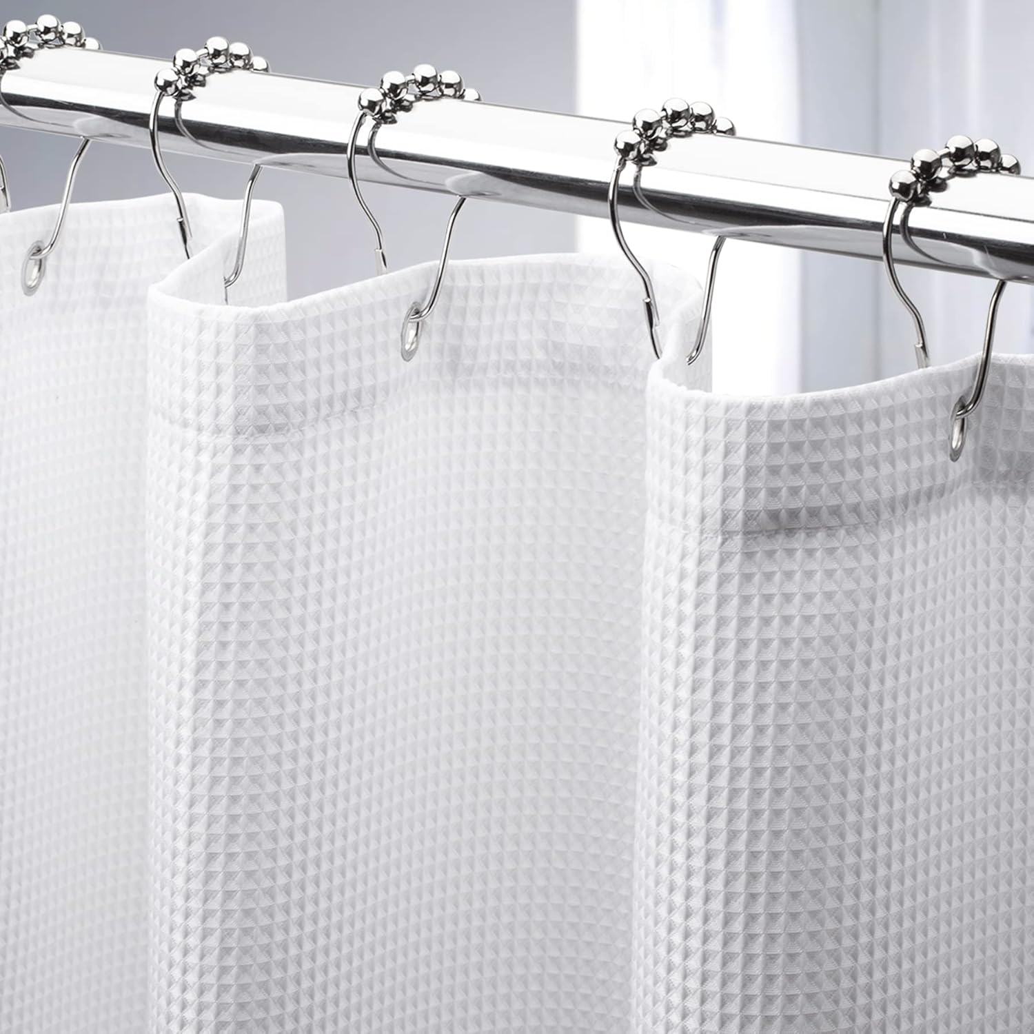 Rideau de douche blanc 150 cm x 180 cm, 1 pièce en polyester avec ...