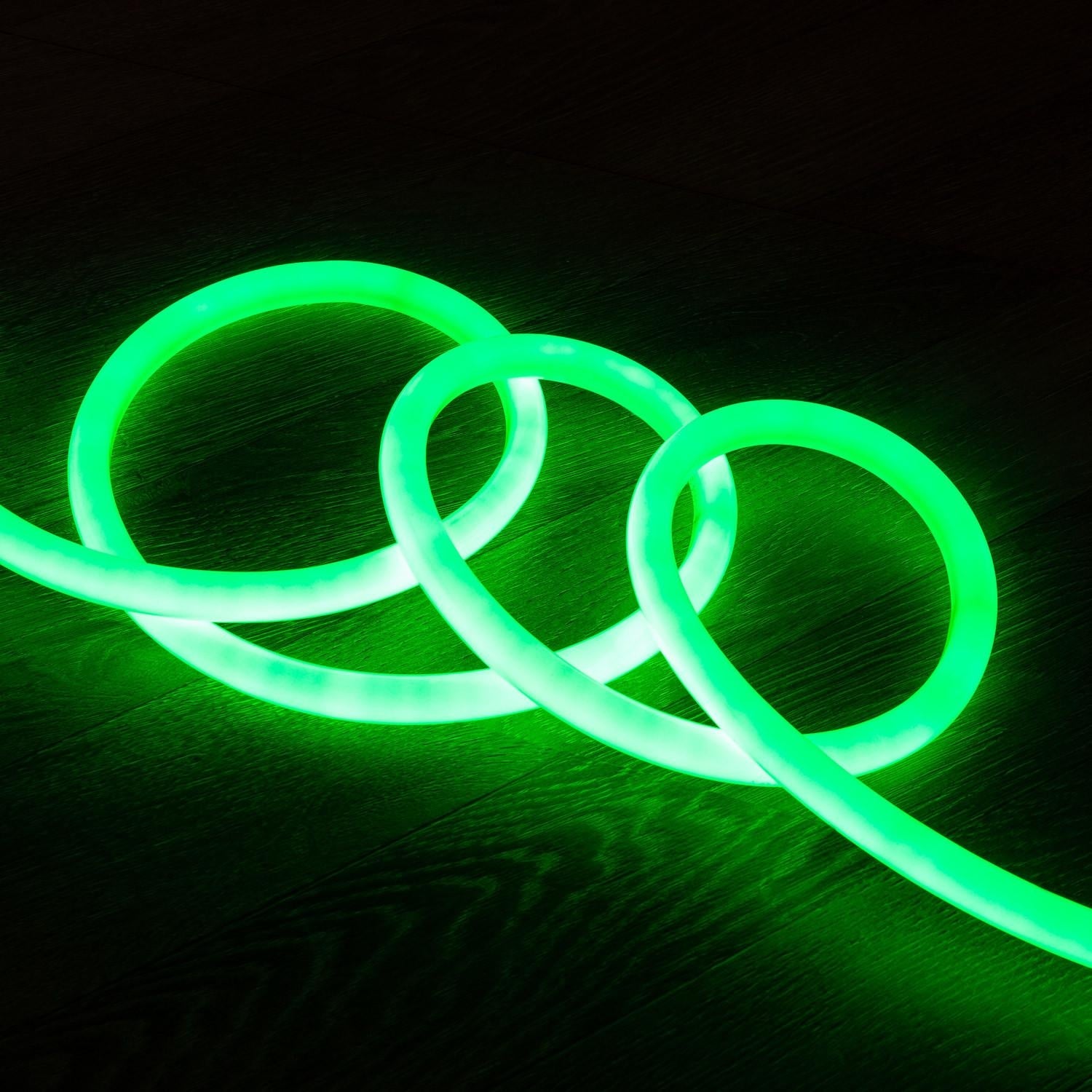Tira LED Neón Regulable 220V Verde Circular 360 9W/m Corte 100cm IP67 a ...