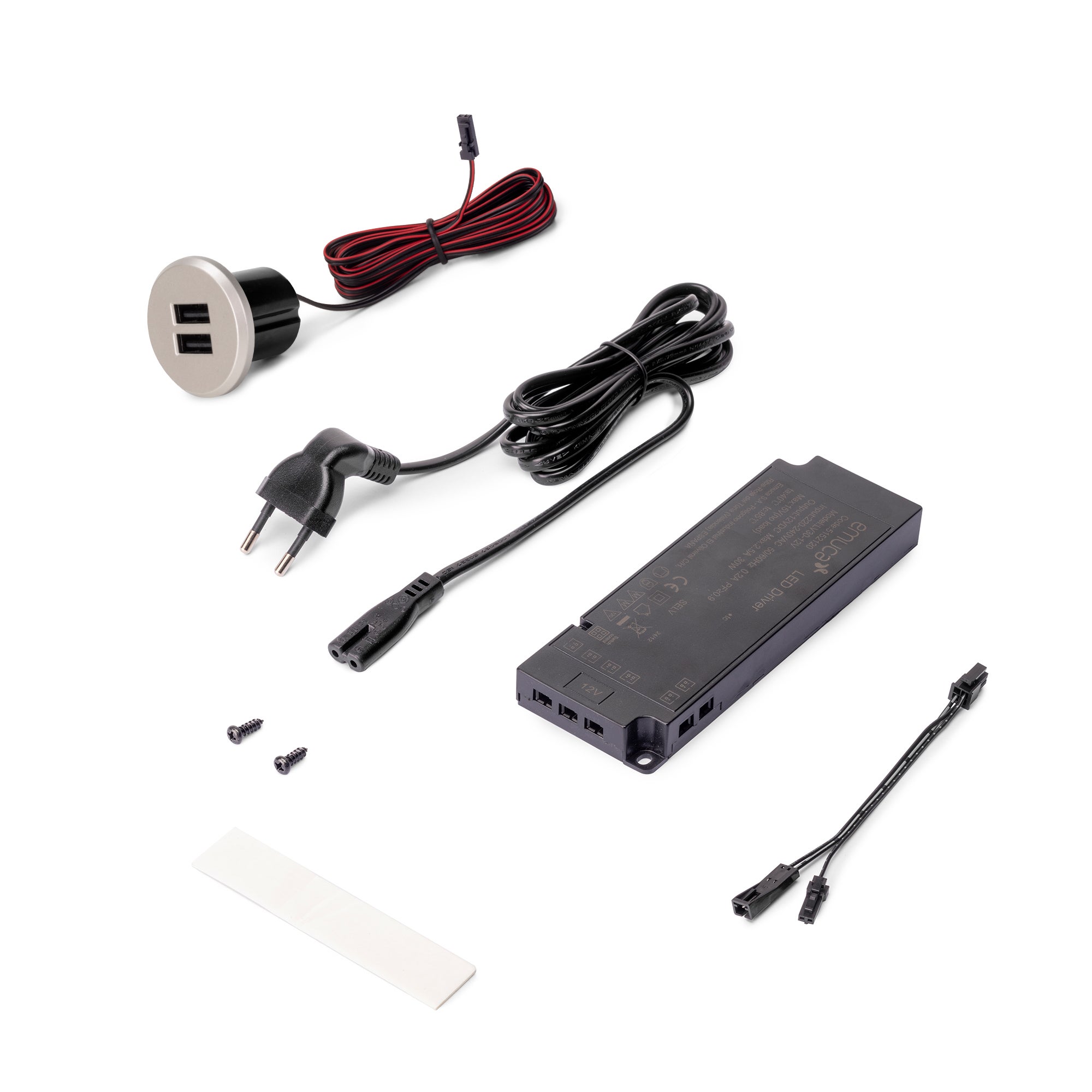 Emuca Kit de conector USB para carga Plugy, incluye convertidor y 2 USB ...
