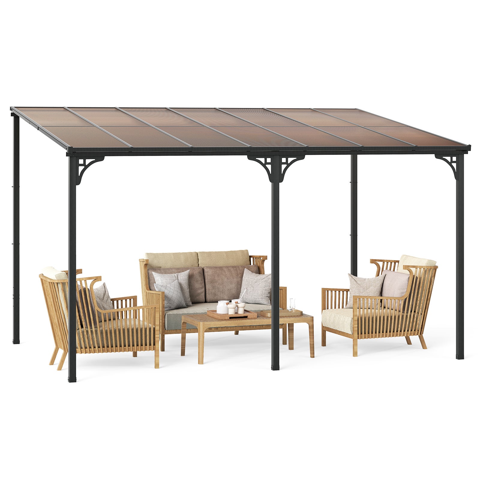 Pergolas de Pared 3,05 x 4m, Cenador Jardin con Techo Inclinable de ...