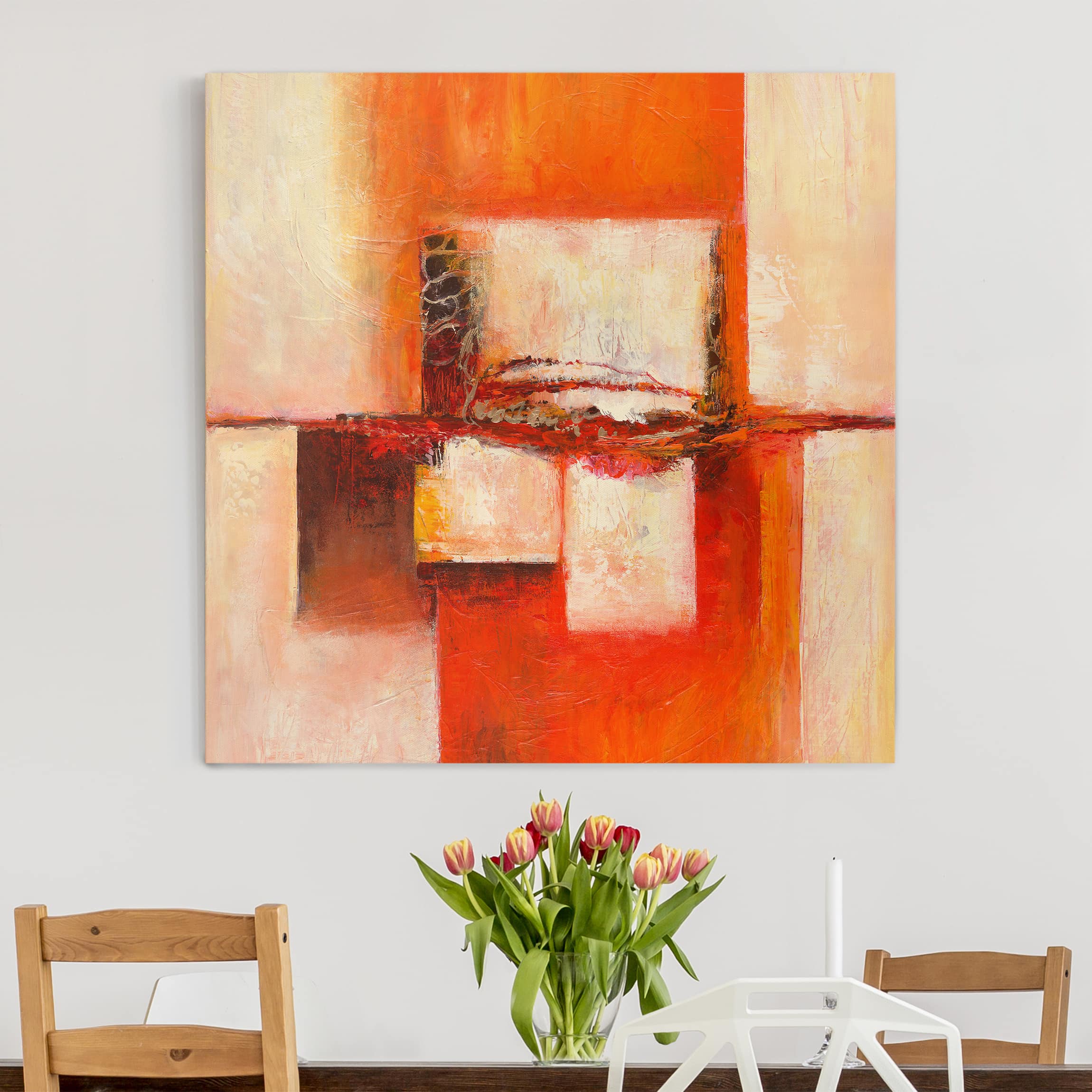 Impression sur toile tableau sur toile châssis orange art abstrait ...