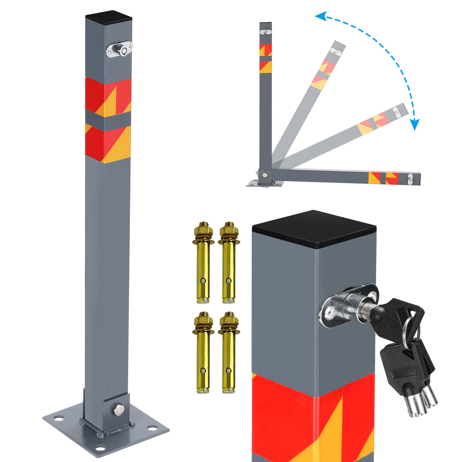 Poteau de stationnement Carré Rabattable Barrière Parking Borne de ...