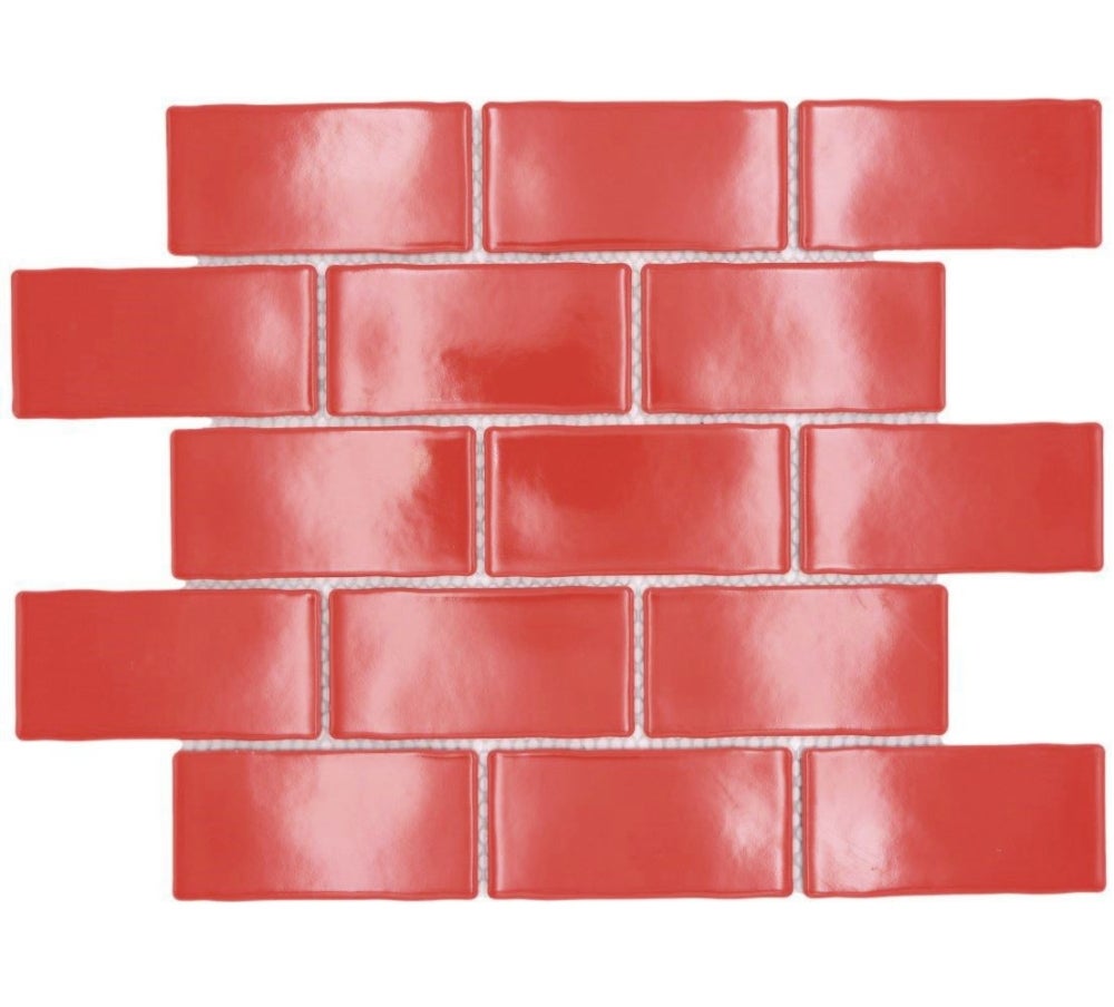 Azulejo de mosaico cerámico compuesto Metro Sybway en rojo fuego ...