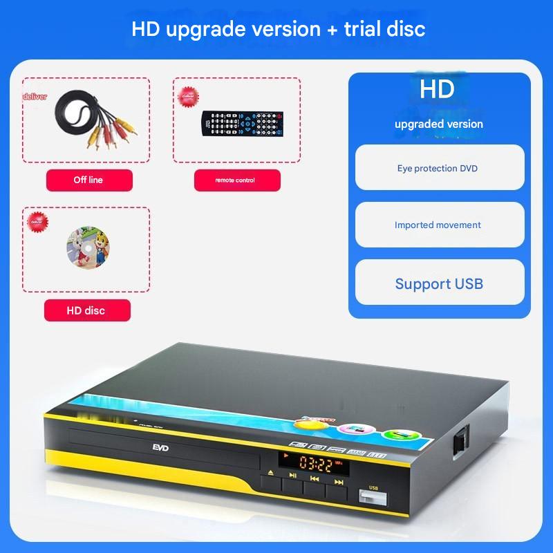 Lecteur HD DVD VCD CD, système stéréo, qualité 1080P, prise en charge ...