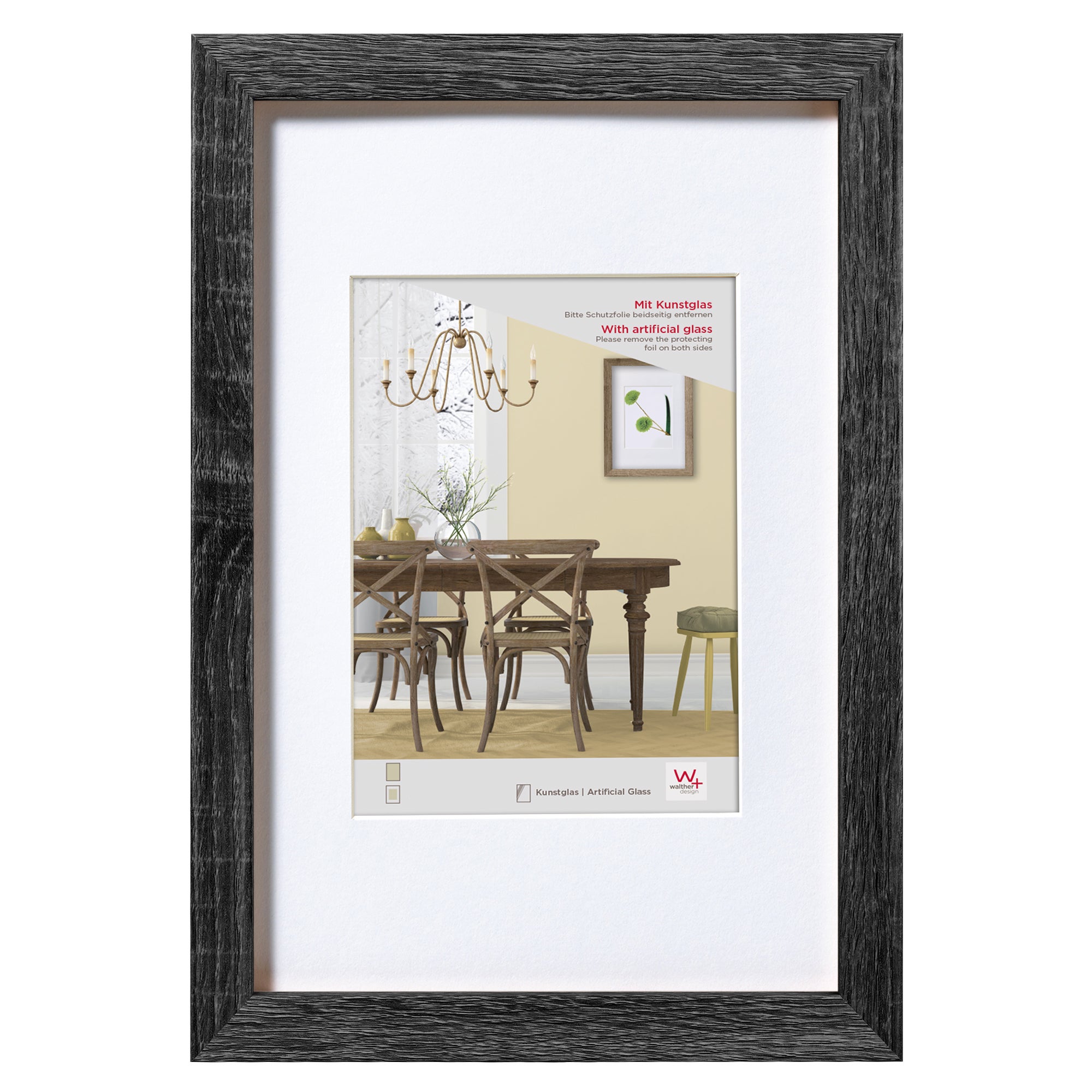 Fiorito cadre en bois verre artistique, 60x80 cm, gris foncé | Leroy Merlin