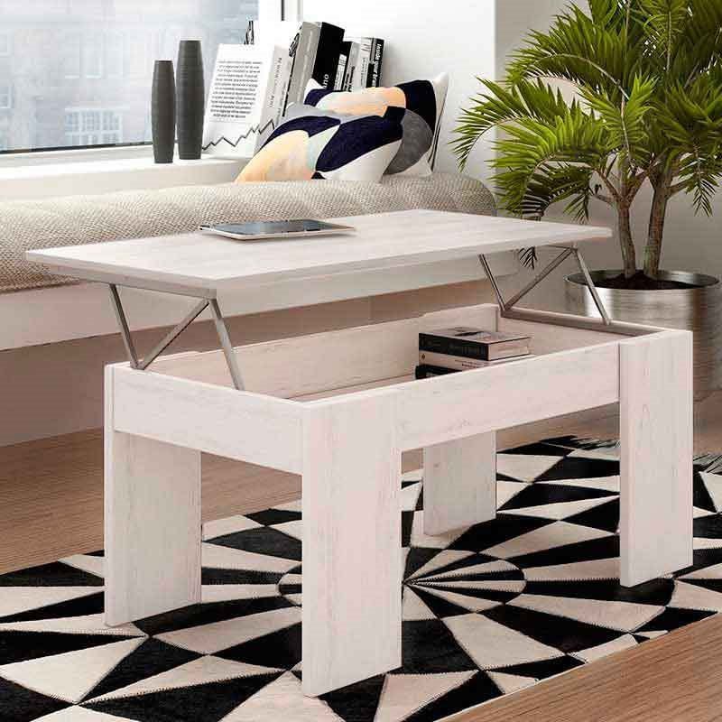 Mesa de centro Gala elevable blanco artik 45,5-58x90x50-70 cm | Leroy Merlin