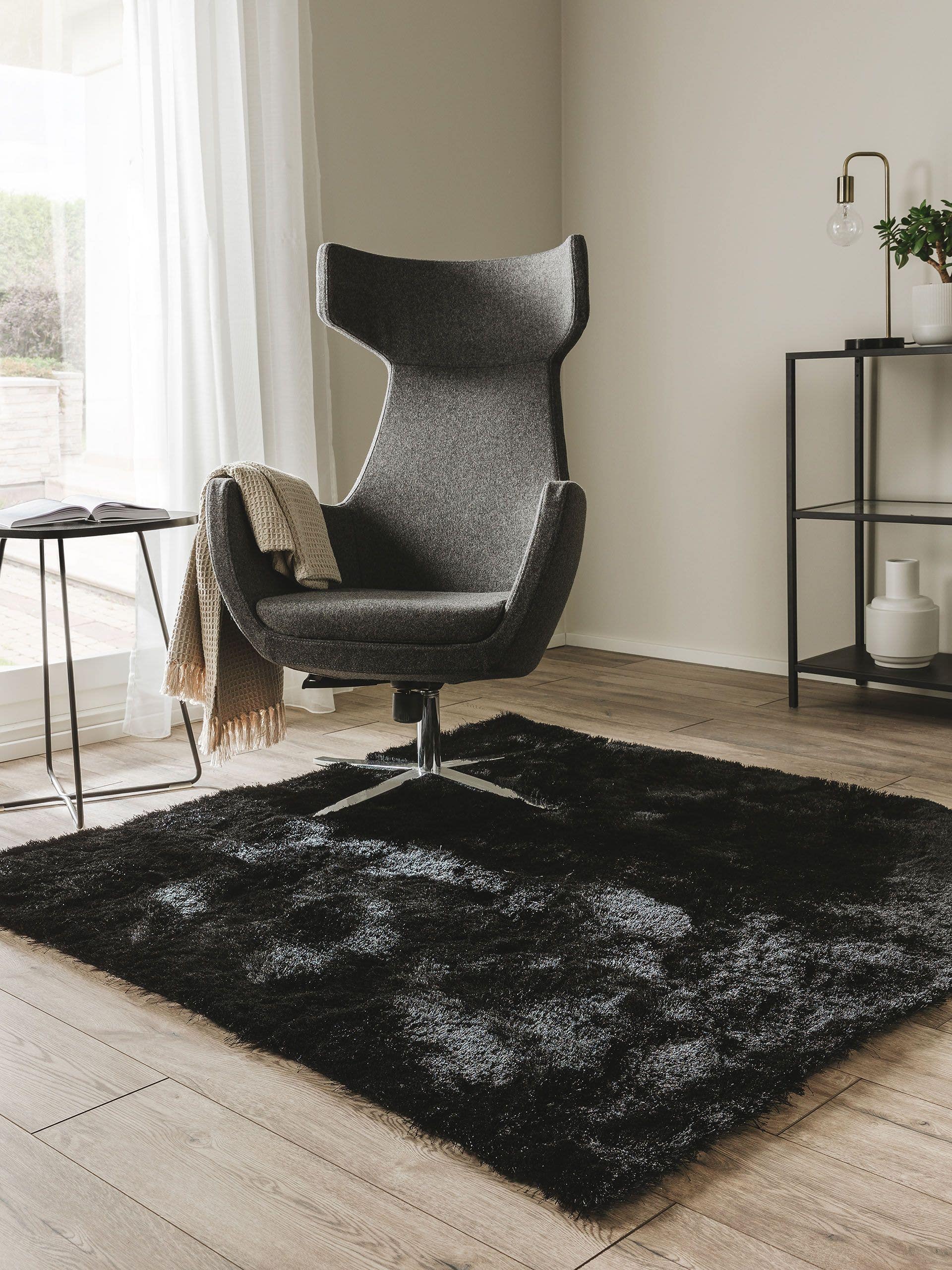 BENUTA - Tapis à poils longs noir 200x200 cm | Leroy Merlin