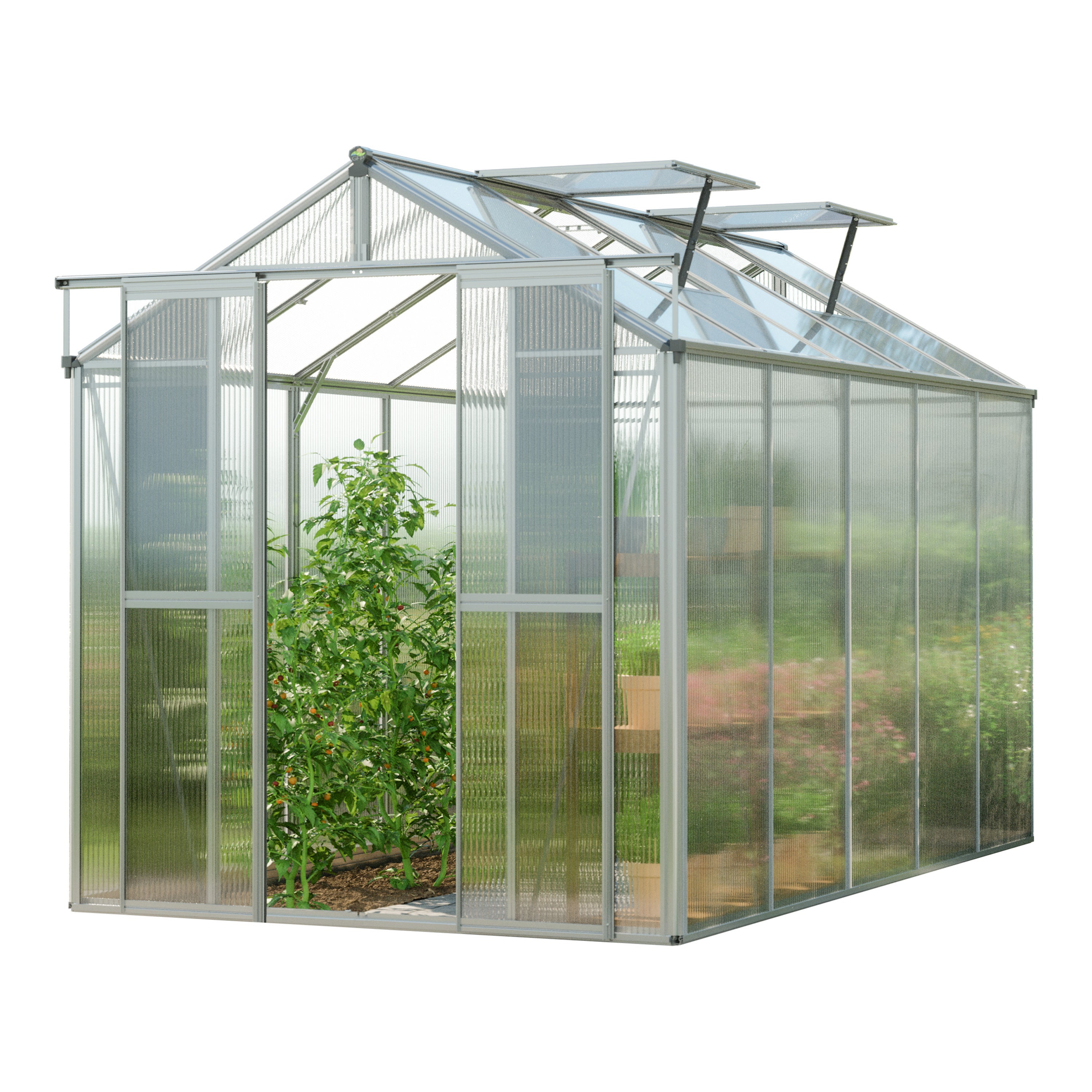 GFP Serre Picco 5 cadre aluminium 179 x 322 cm panneaux en polycarbonate de 8 mm | Leroy Merlin