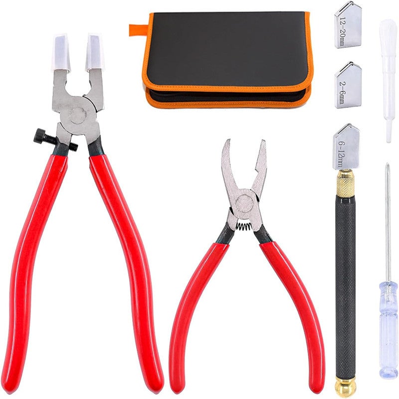 9 pièces 2 lames avec Kit d'outils de coupe de verre , pince à épiler ...