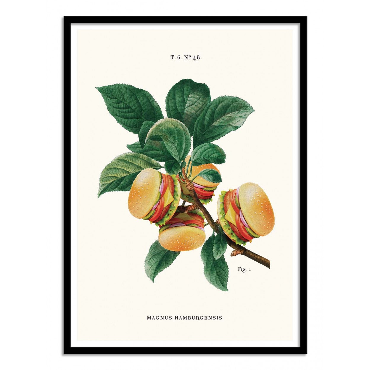 Affiche d’art et cadre noir 30 x 40 cm - Burger Plant - Jonas Loose ...