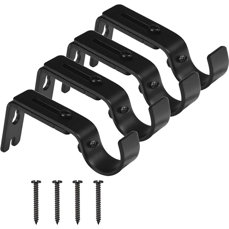 4 Pièces Support Mural Réglable Tringle à Rideau Support de Poteau ...