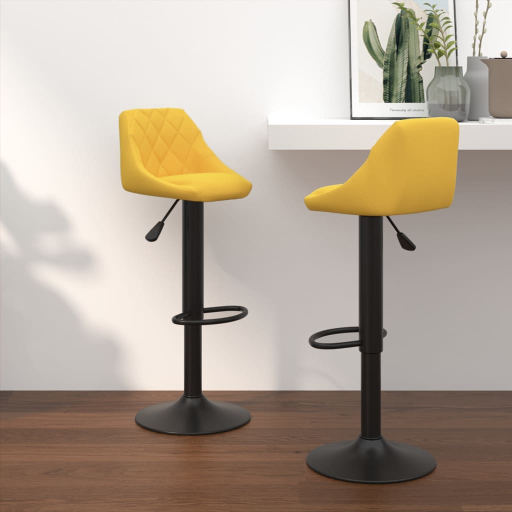 Tabourets de bar lot de 2 jaune moutarde velours vidaXL | Leroy Merlin