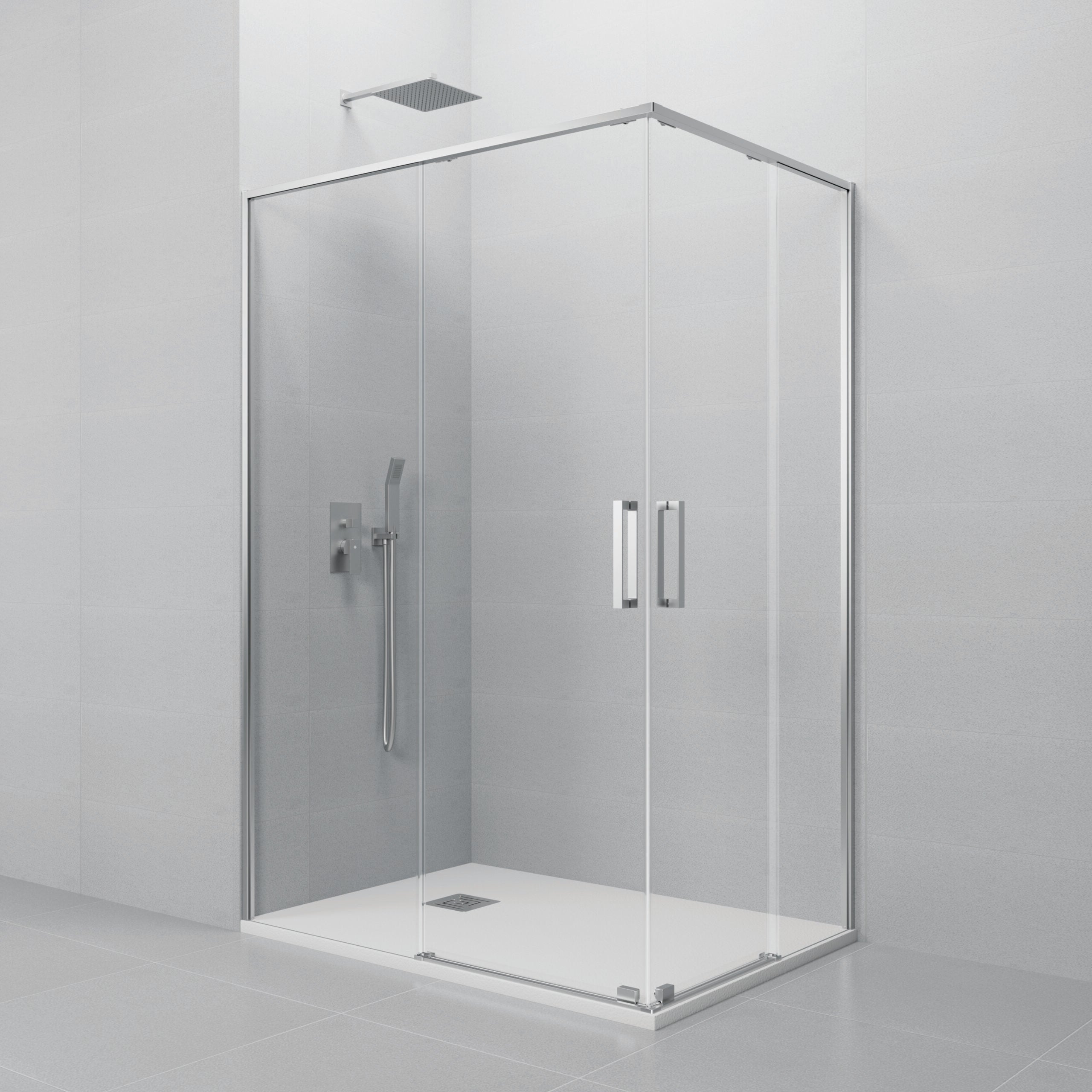 Pannello Angolare TWENTY Trasparente Cromo 100x80 cm | Leroy Merlin