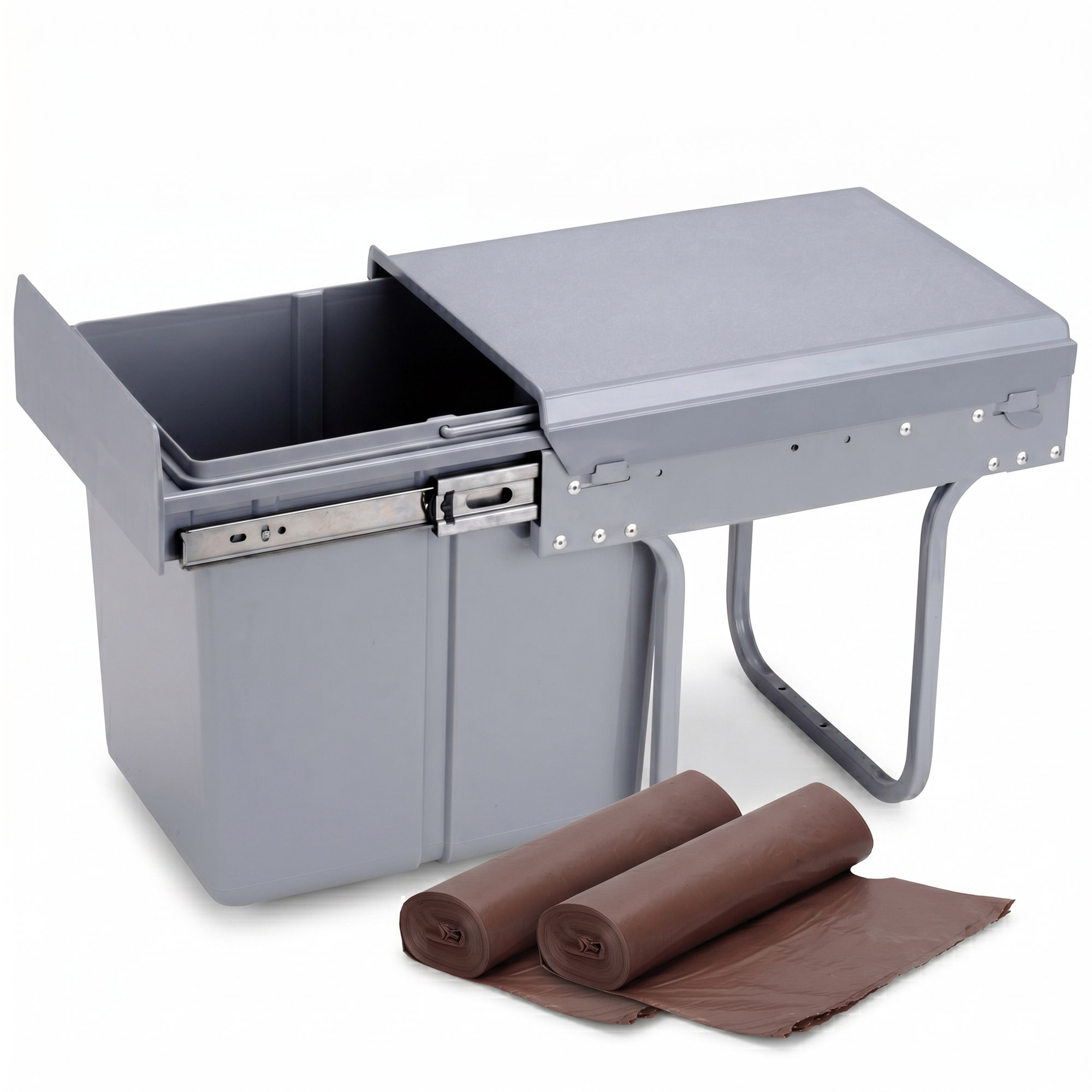 Cubo de basura extraíble 15L WellHome con bolsas basura Gris | Leroy Merlin