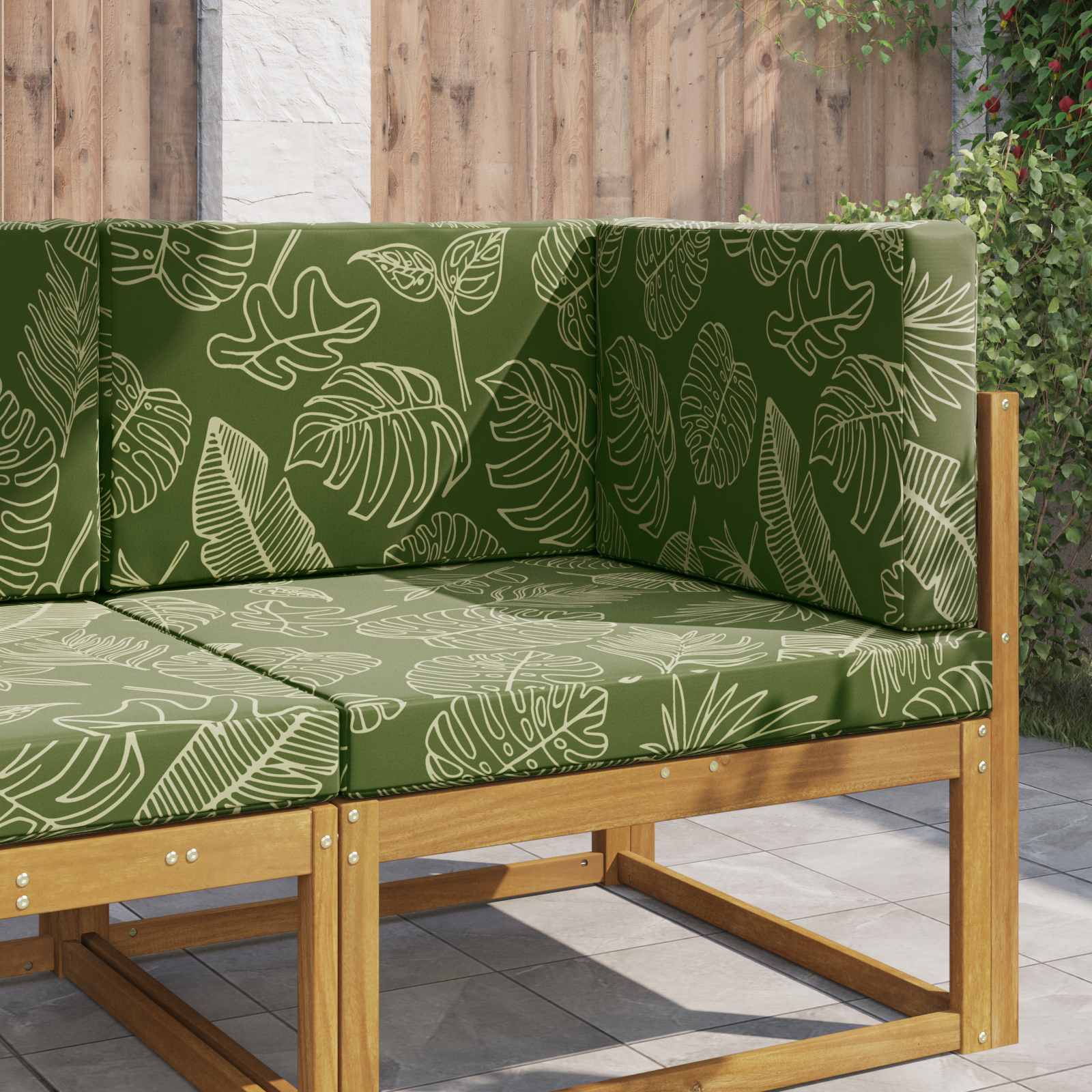 Coussin de canapé d'extérieur 3 pcs Modèle feuille Polyester | Leroy Merlin