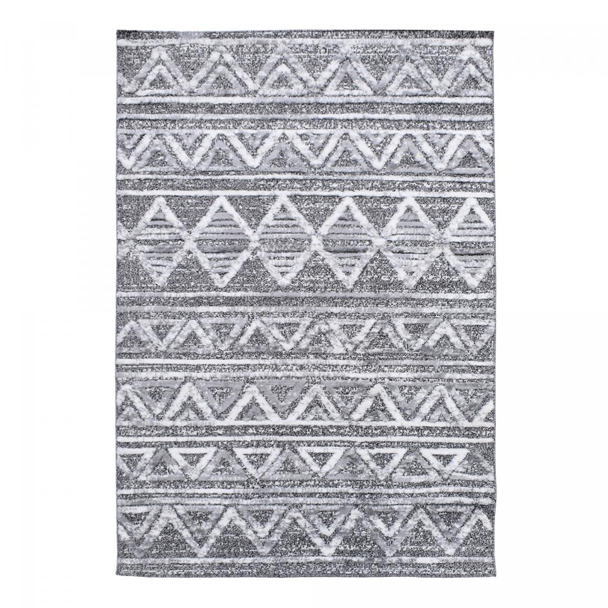 Tapis longs poils shaggy 120x170 rectangle tissé gris et blanc motif berbère | Leroy Merlin