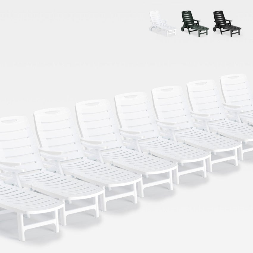 Lot de 15 transats pliants en plastique pour piscine et plage Premiere ...